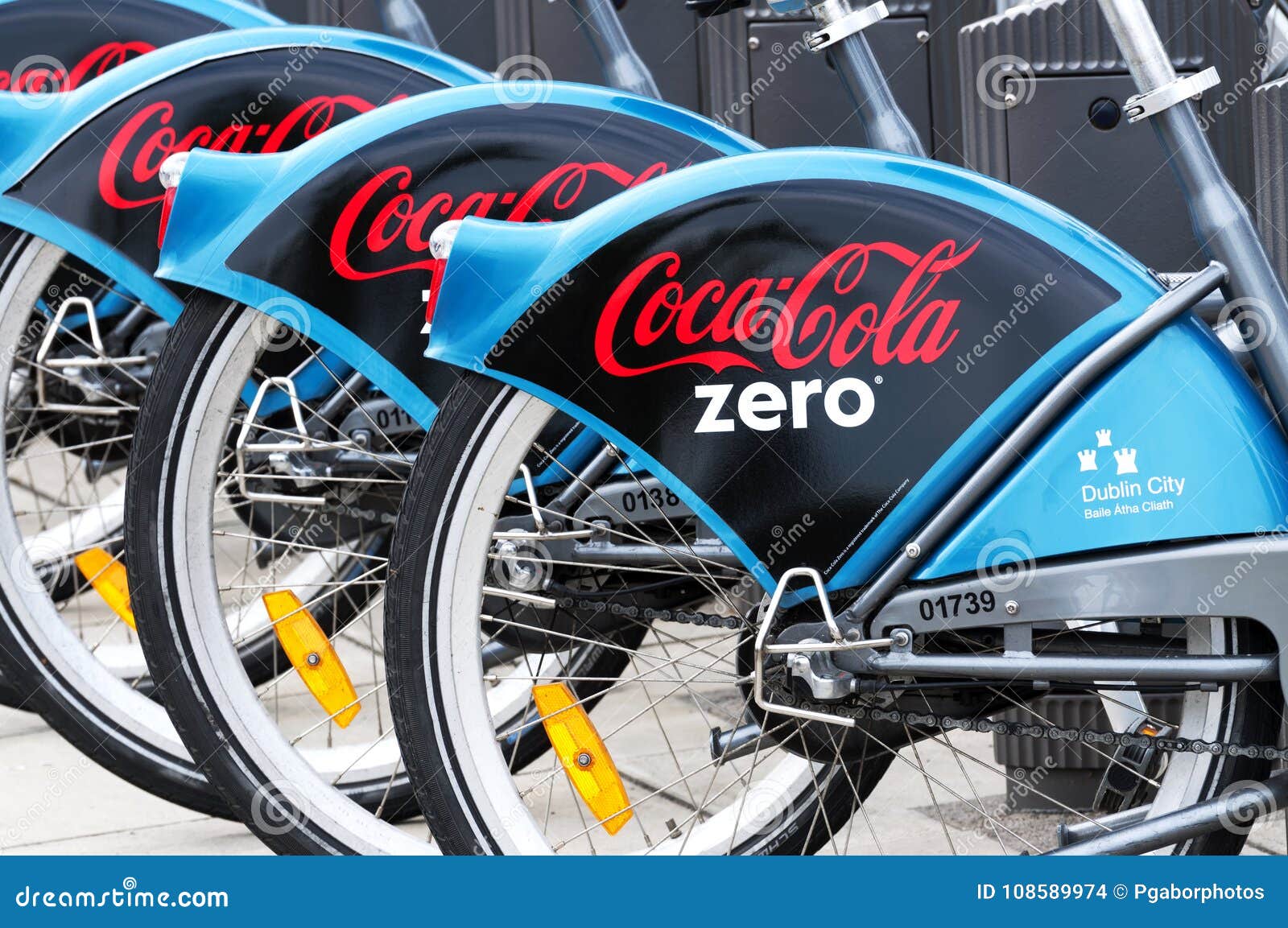 Bicycles with Coca Cola Zero Logo in 08. September 2014, Dublin ...