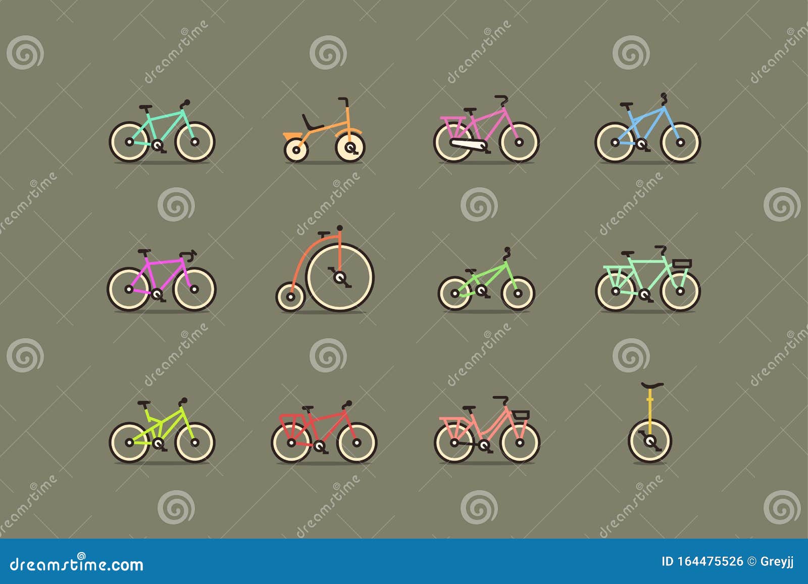 Bicycles. Colorful Icon Set Stock Vector - Illustration of mountain ...