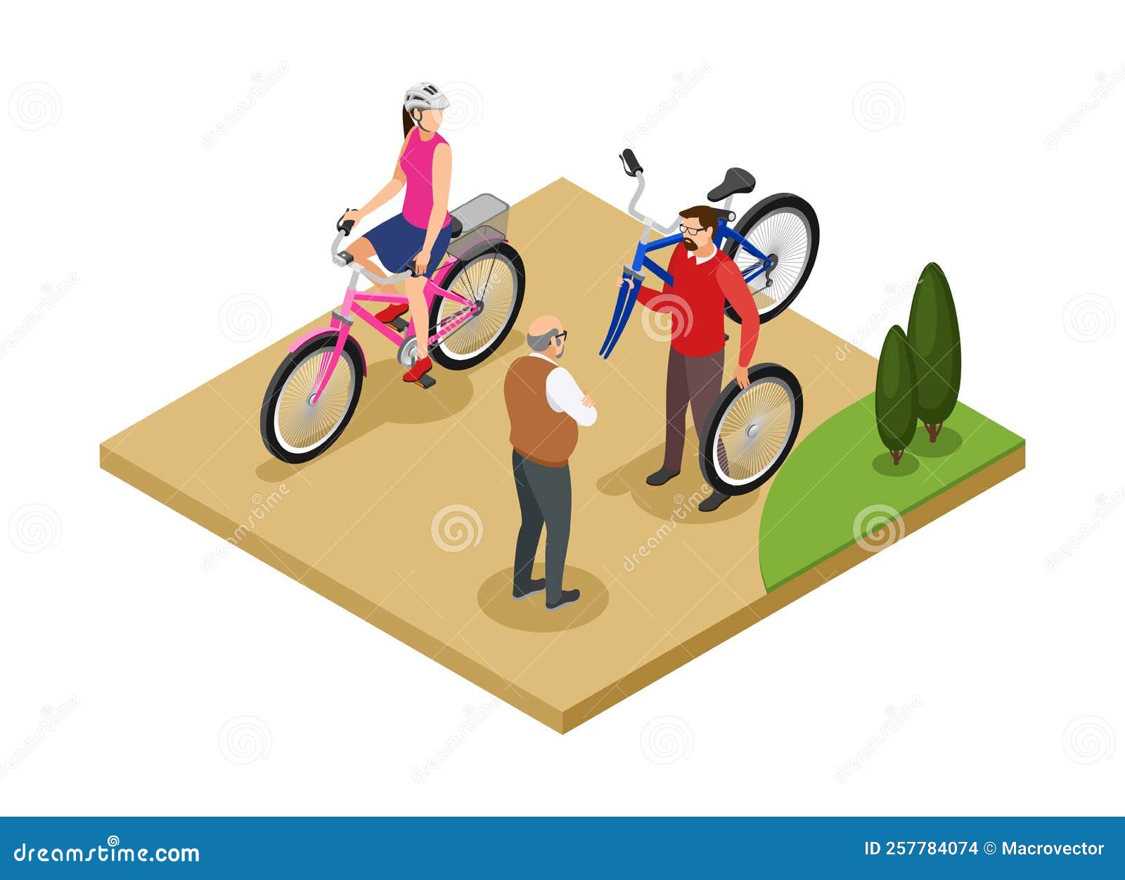 Bicycles Isometric Composition Stock Illustration - Illustration of ...