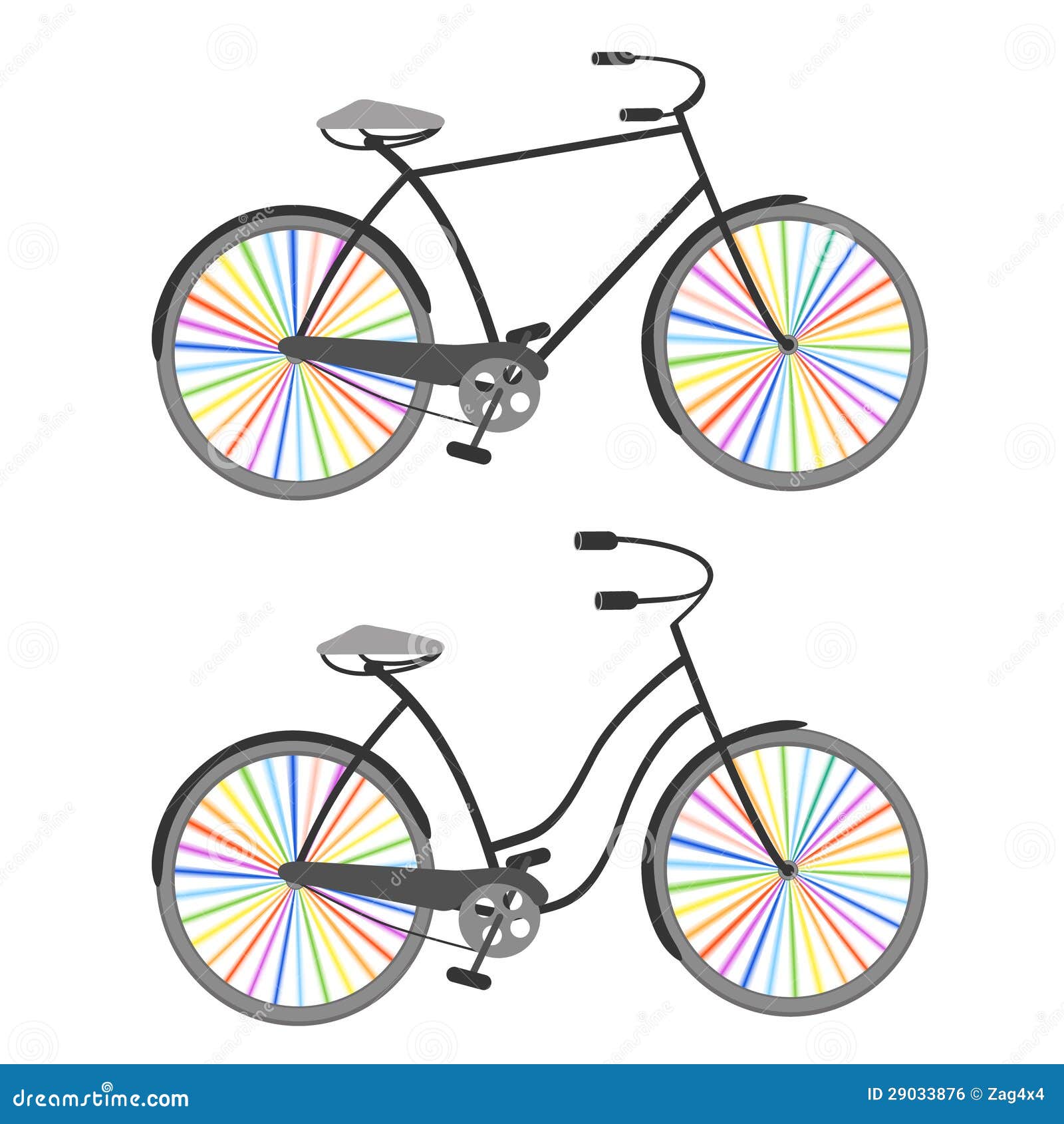 Bicycles with Rainbow Wheels Stock Illustration - Illustration of ...
