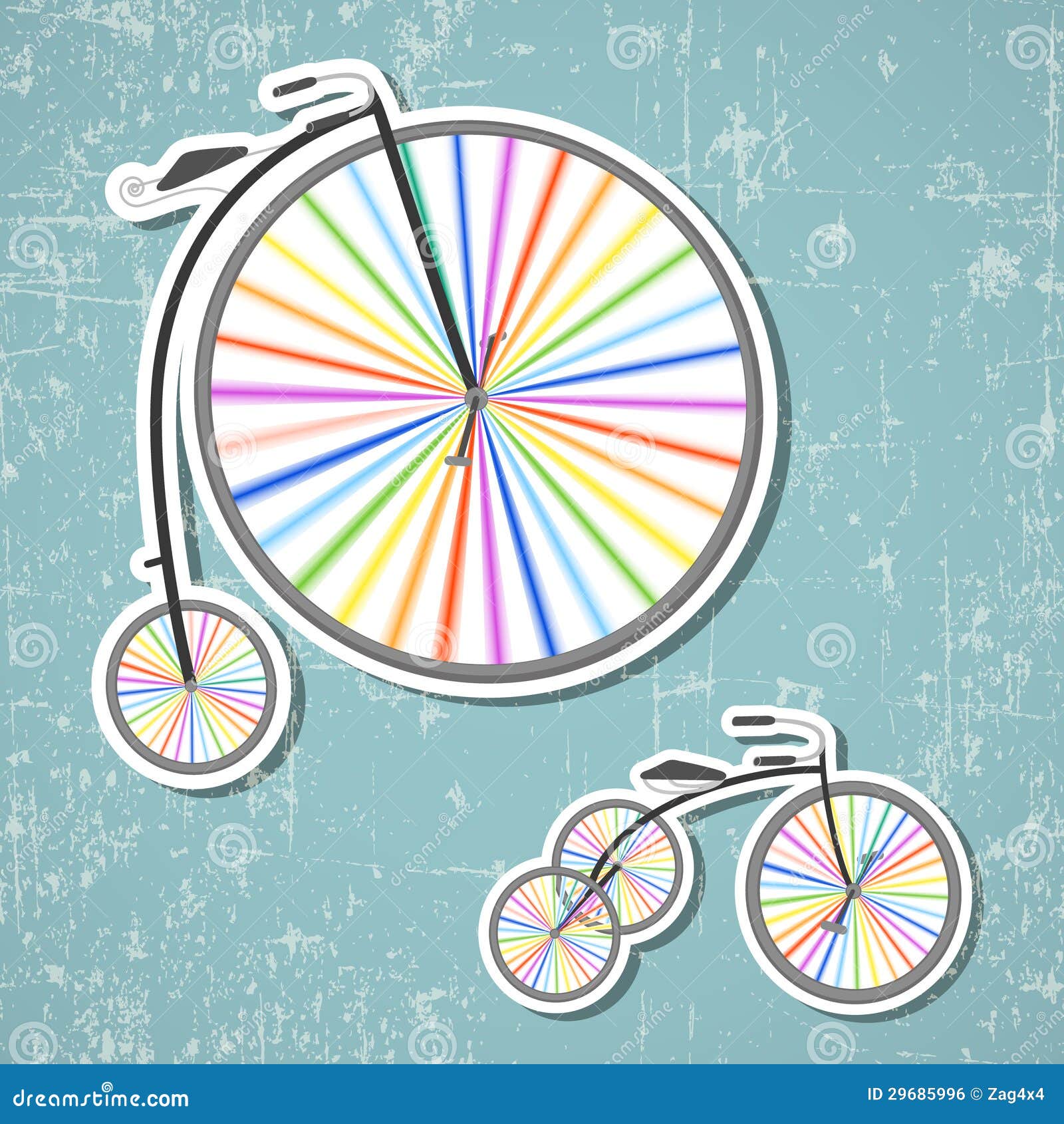 Bicycles With Rainbow Wheels Stock Illustration - Illustration of ...