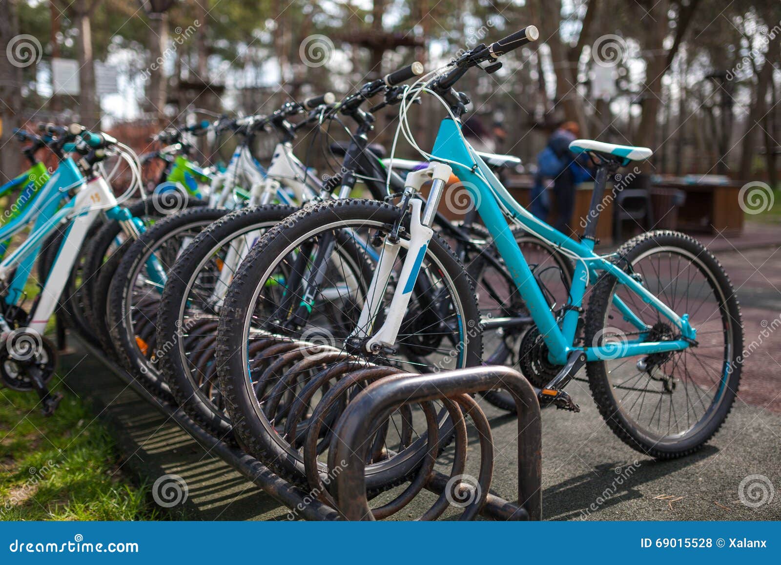 Bicycles for rent stock photo. Image of rack, station - 69015528
