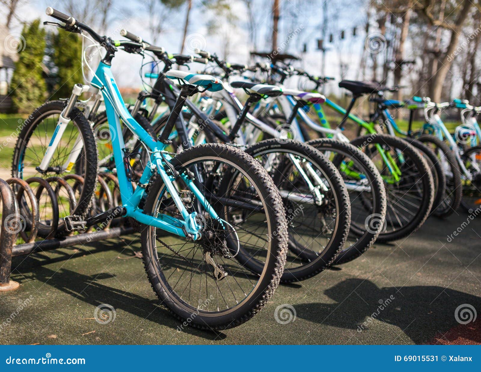 Bicycles for rent stock image. Image of outdoors, ride - 69015531