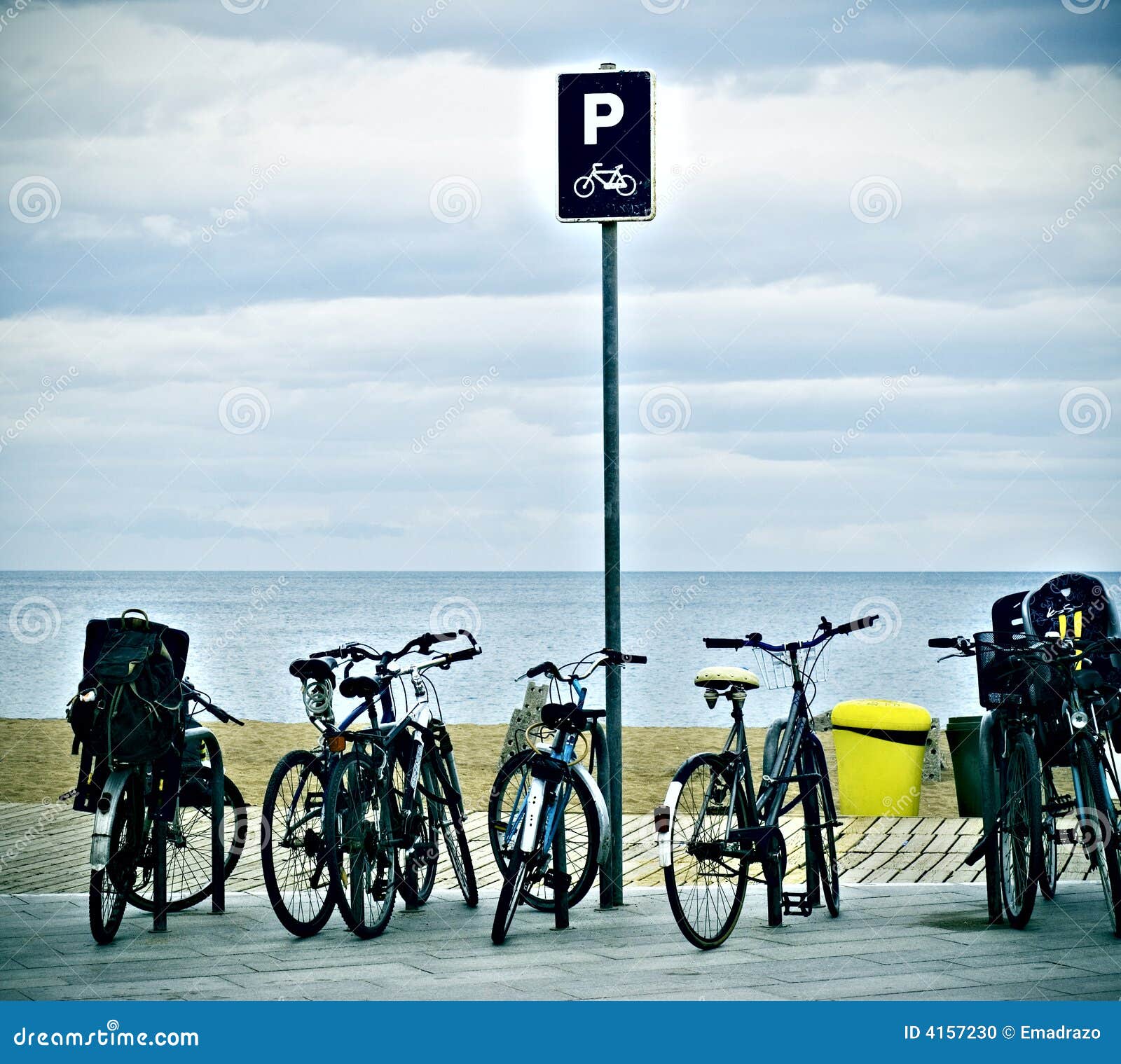 Bicycles and sea stock photo. Image of cloudy, ocean, tourist - 4157230