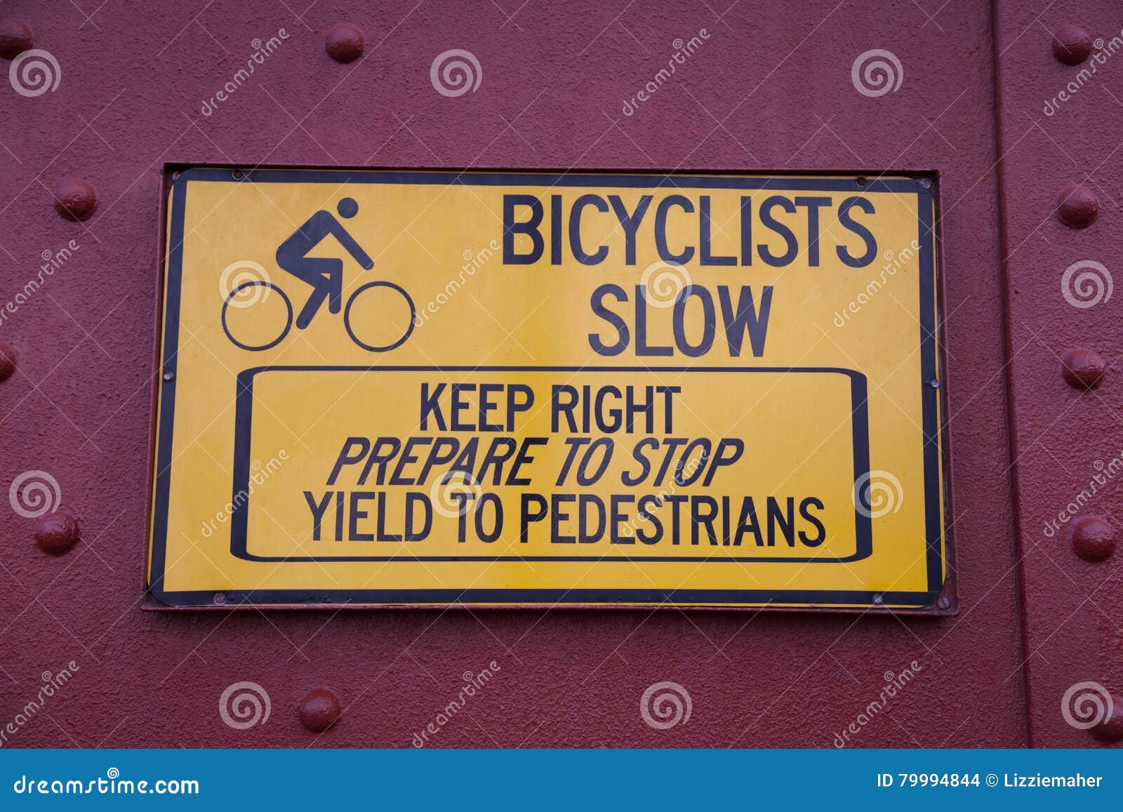 Bicyclists Slow Sign stock photo. Image of bicyclists - 79994844