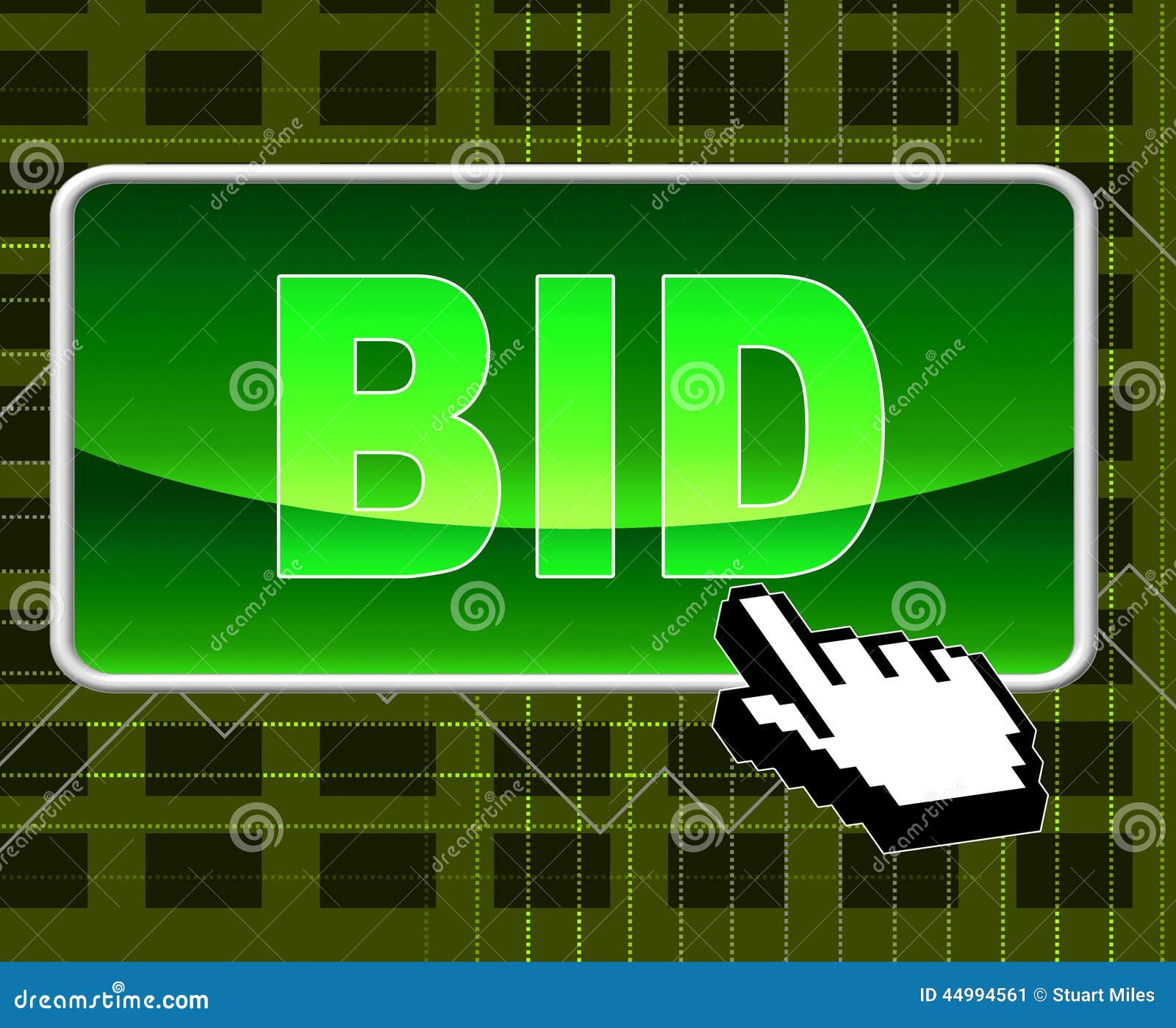 Bid Button Represents World Wide Web and Auction Stock Illustration ...