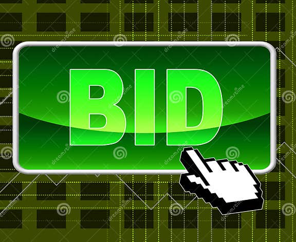 Bid Button Represents World Wide Web and Auction Stock Illustration ...