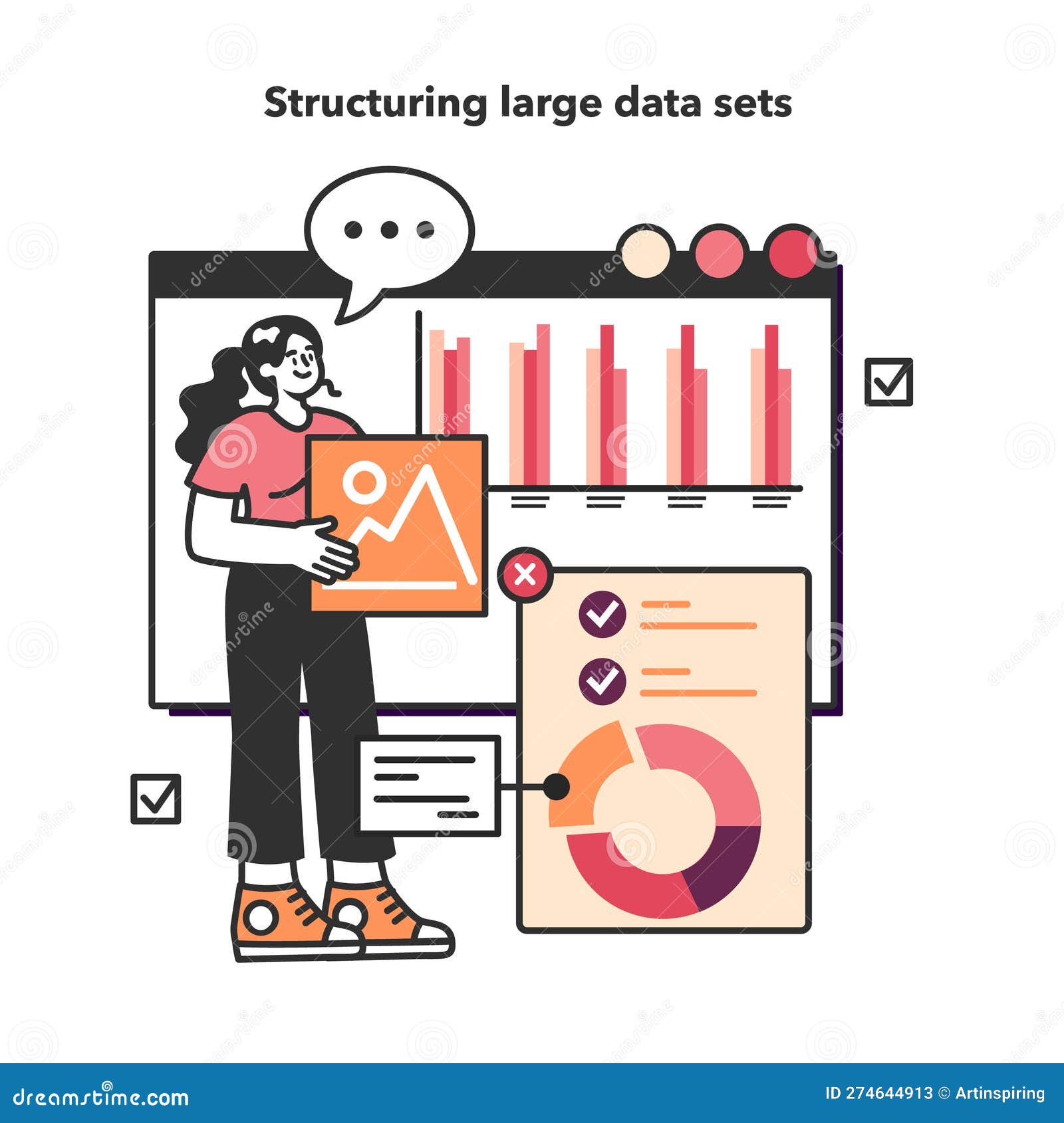 Bid Data Structuring. Data Science And Optimization For Machine Vector Illustration ...
