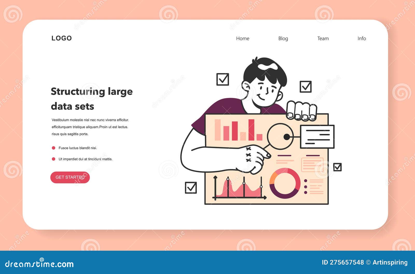 Bid Data Structuring Web Banner or Landing Page. Data Optimization Stock Illustration ...