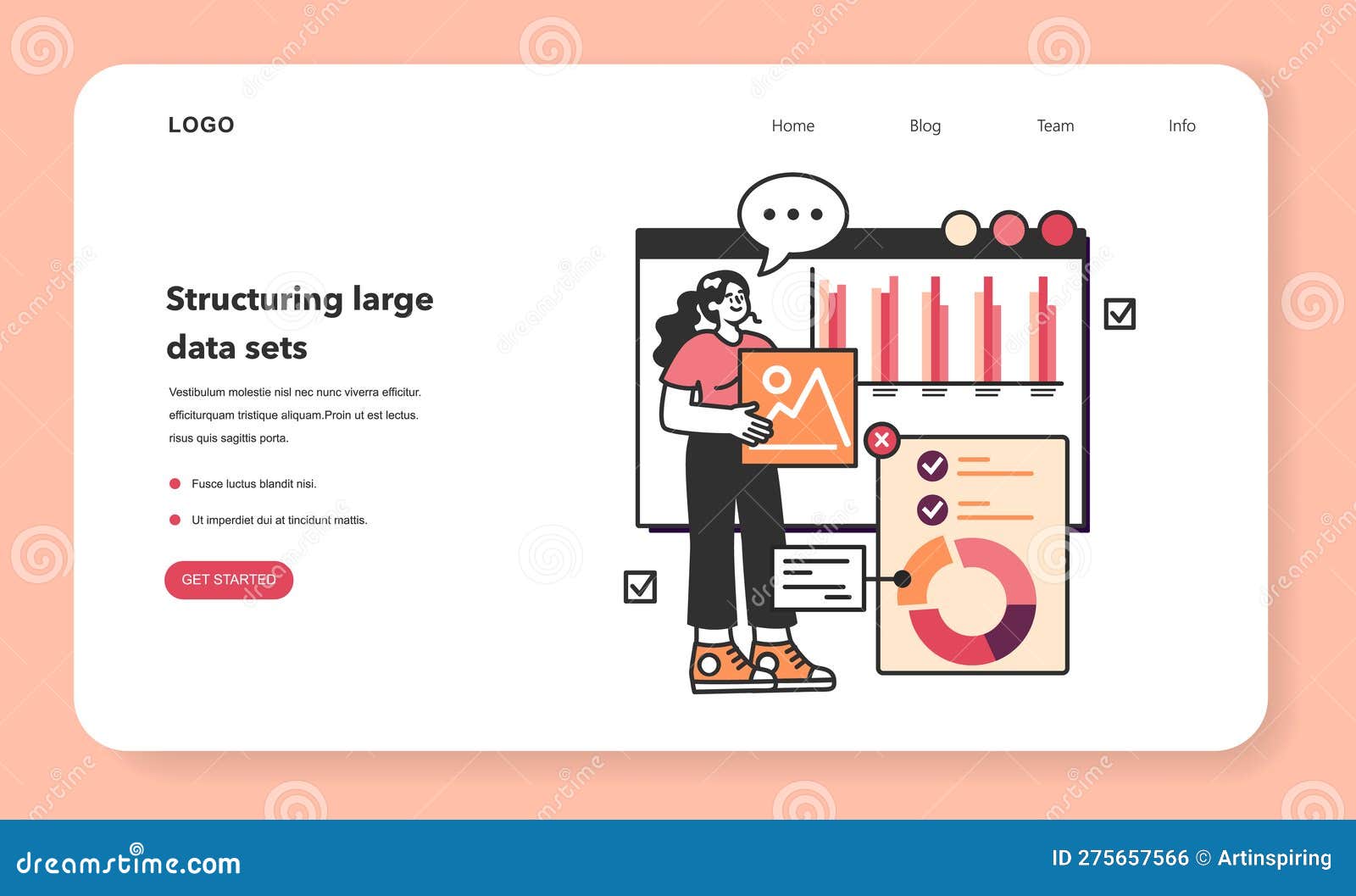 Bid Data Structuring Web Banner or Landing Page. Data Optimization Stock Illustration ...