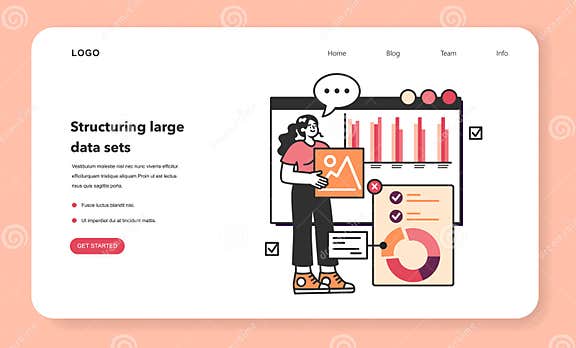 Bid Data Structuring Web Banner or Landing Page. Data Optimization Stock Illustration ...