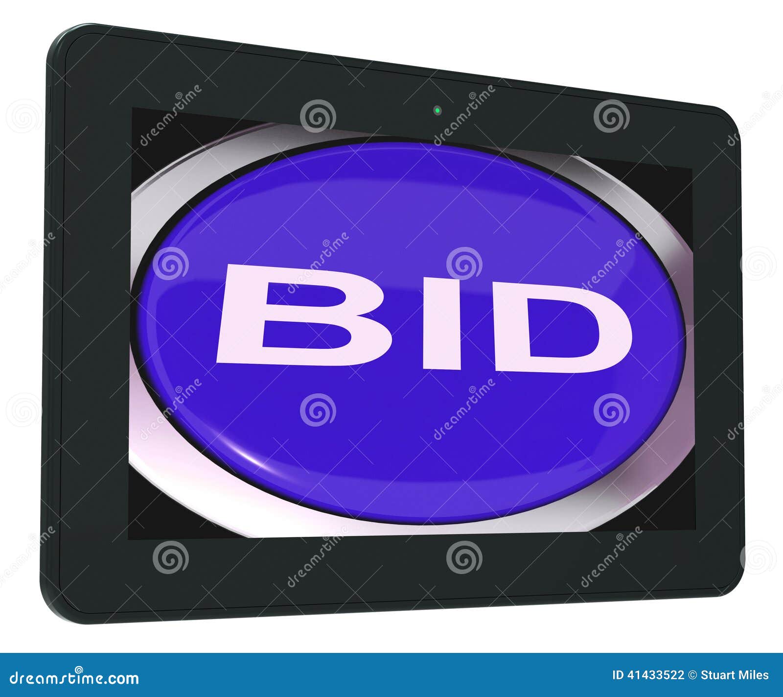 Bid Tablet Shows Online Auction or Bidding Stock Illustration ...
