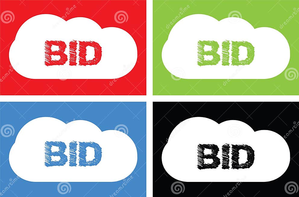 BID Text, on Cloud Bubble Sign. Stock Illustration - Illustration of ...