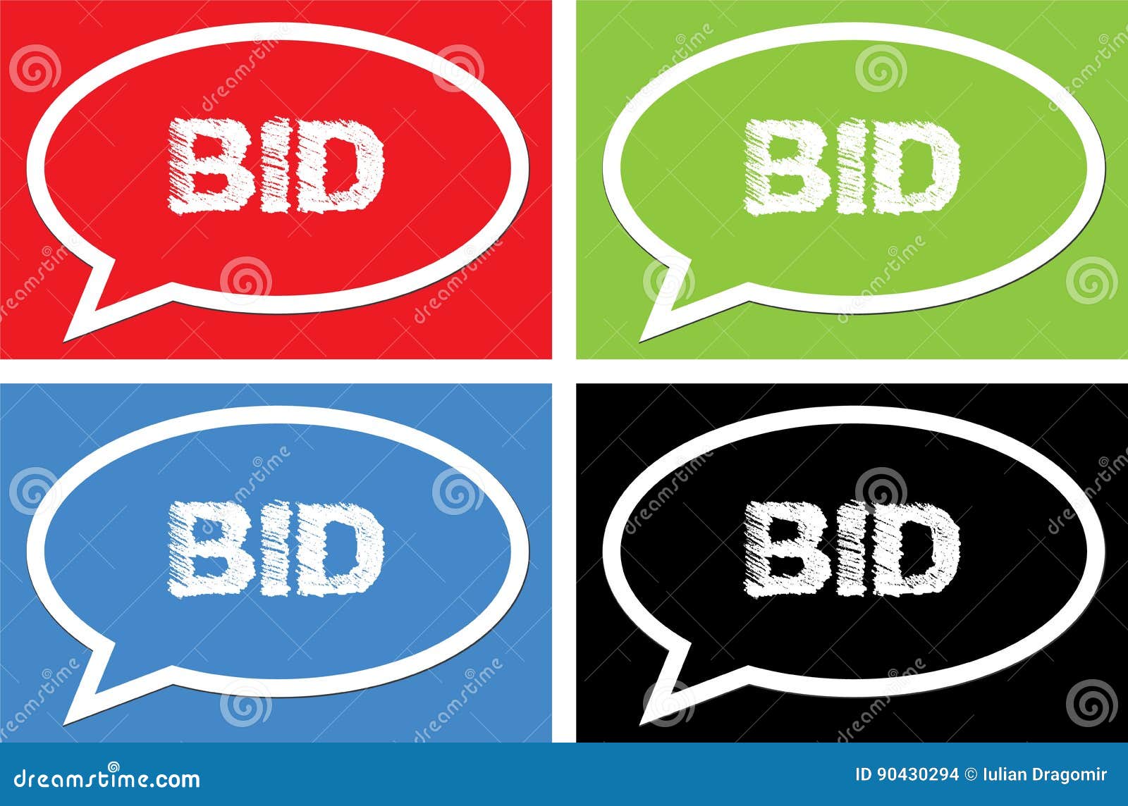 BID Text, on Ellipse Speech Bubble Sign. Stock Illustration ...