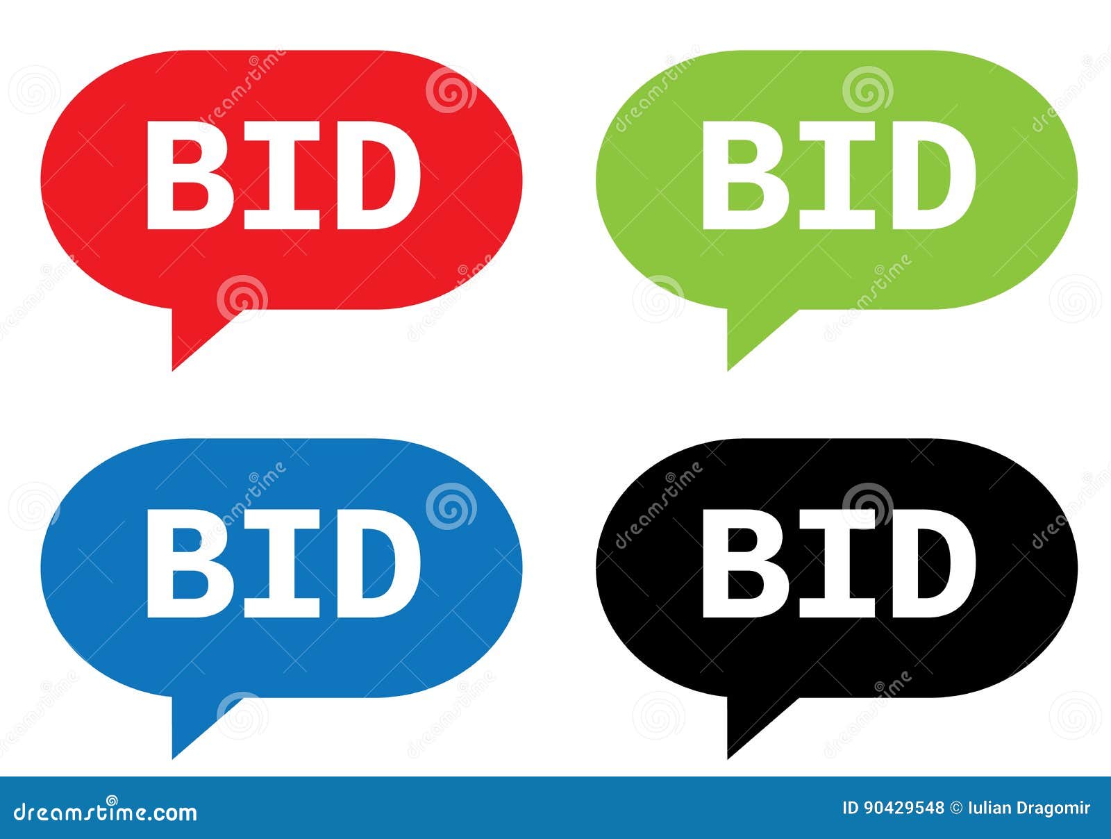 BID Text, on Rectangle Speech Bubble Sign. Stock Illustration ...