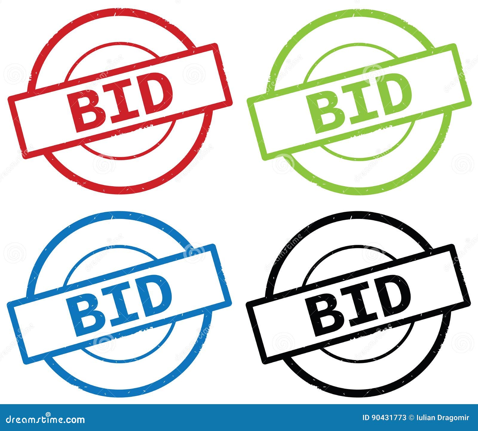 BID Text, on Round Simple Stamp Sign. Stock Illustration - Illustration ...