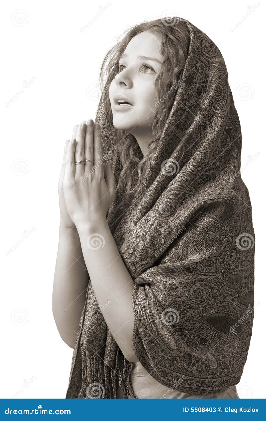 Biddende vrouw stock afbeelding. Image of handen, uiting - 5508403