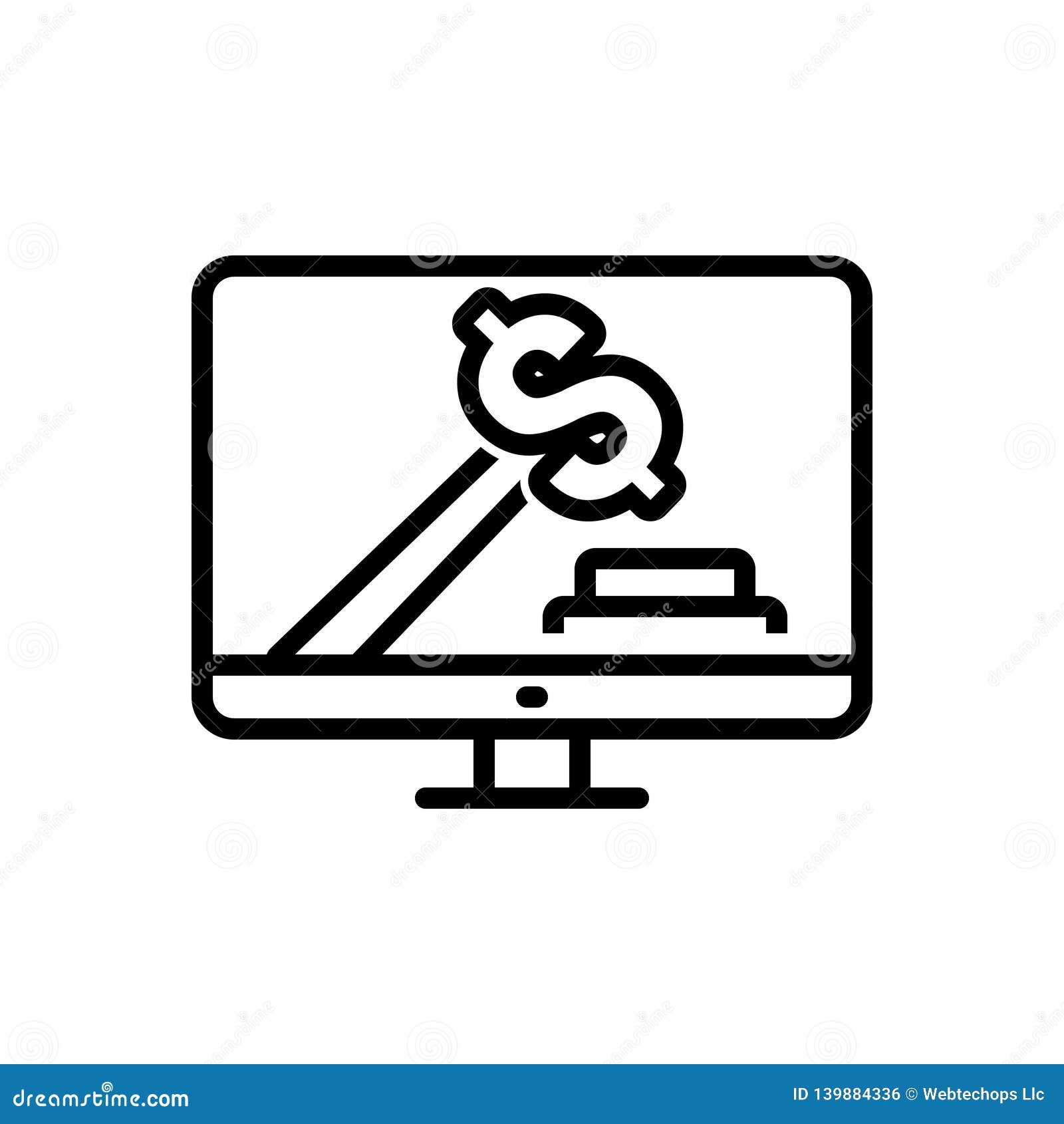 Black Line Icon for Bidding, Bid and Online Stock Vector - Illustration ...