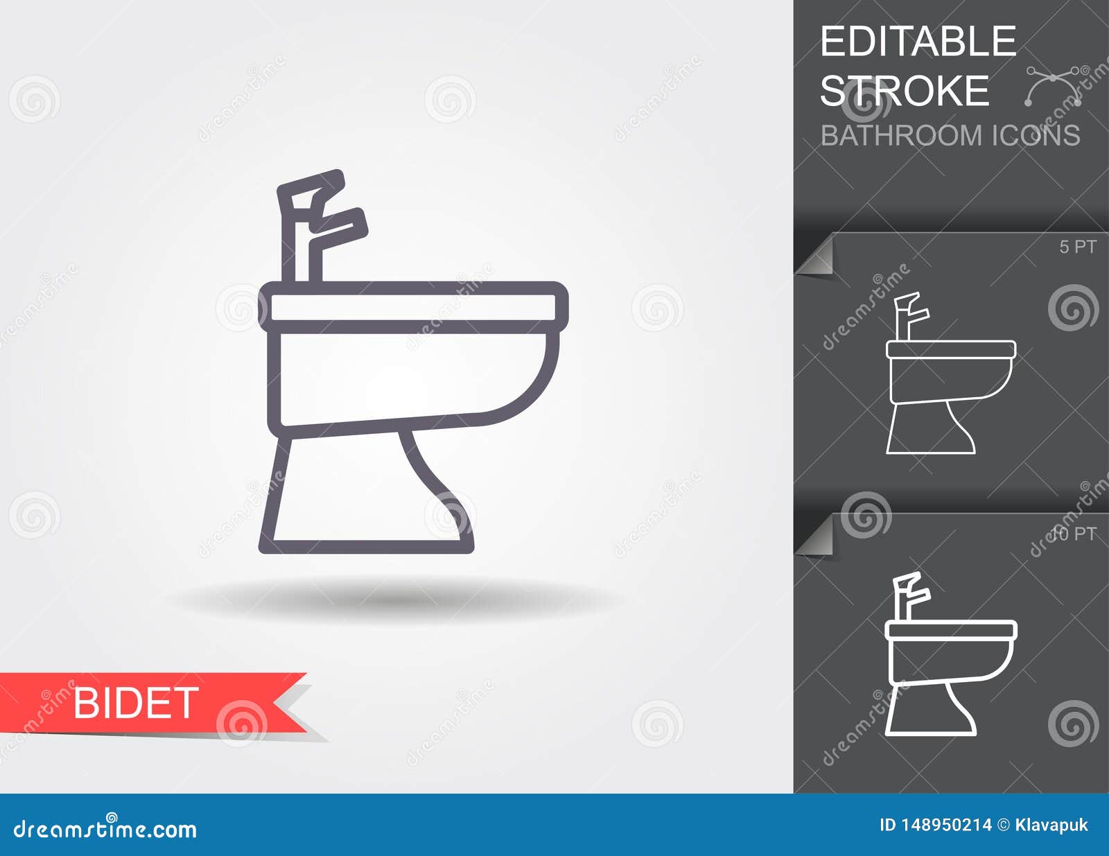 Bidet. Linear Icon Of Oval Basin Used For Washing. Black Simple Illustration. Contour Isolated ...