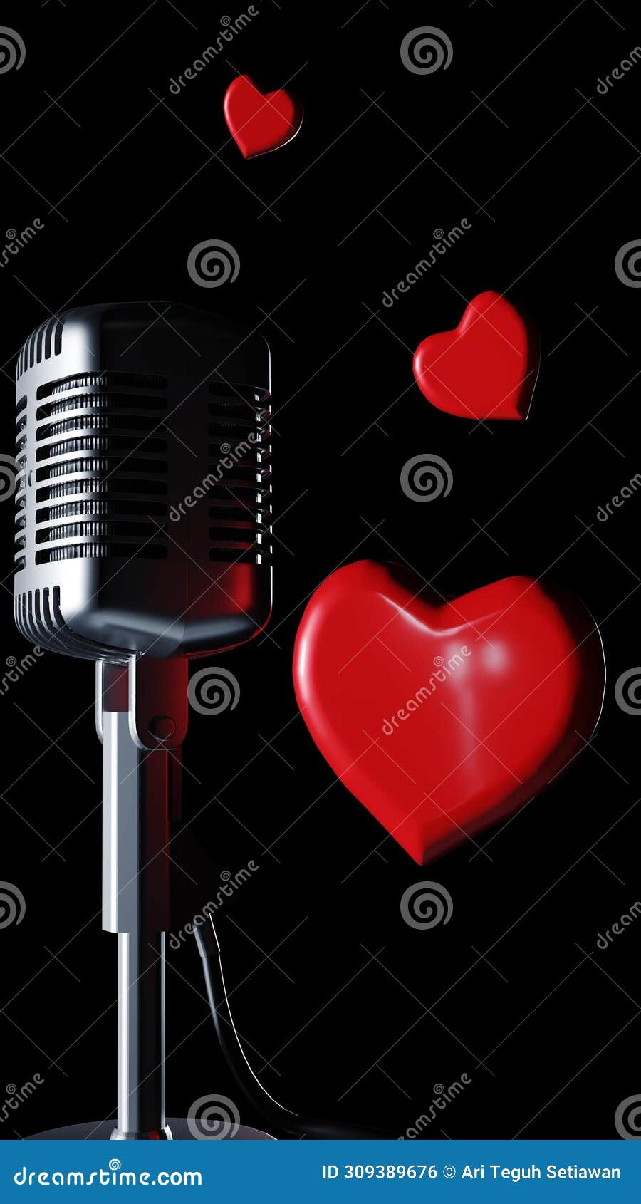 Bidirectional Microphone with Red Heart Shape Stock Illustration ...