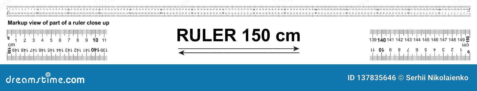 Ruler Of 1500 Millimeters. Ruler Of 150 Centimeters. Ruler Of 1,5 ...