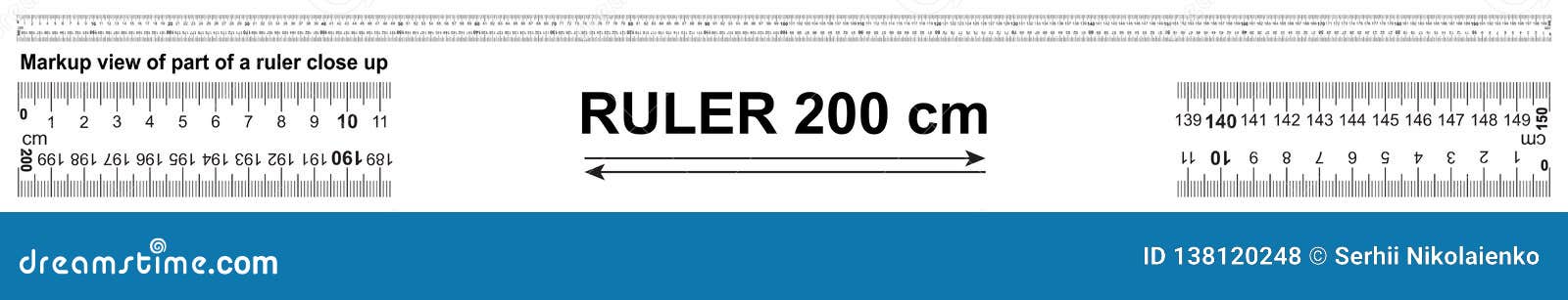 Ruler Of 2000 Millimeters. Ruler Of 200 Centimeters. Ruler Of 2 Meters ...