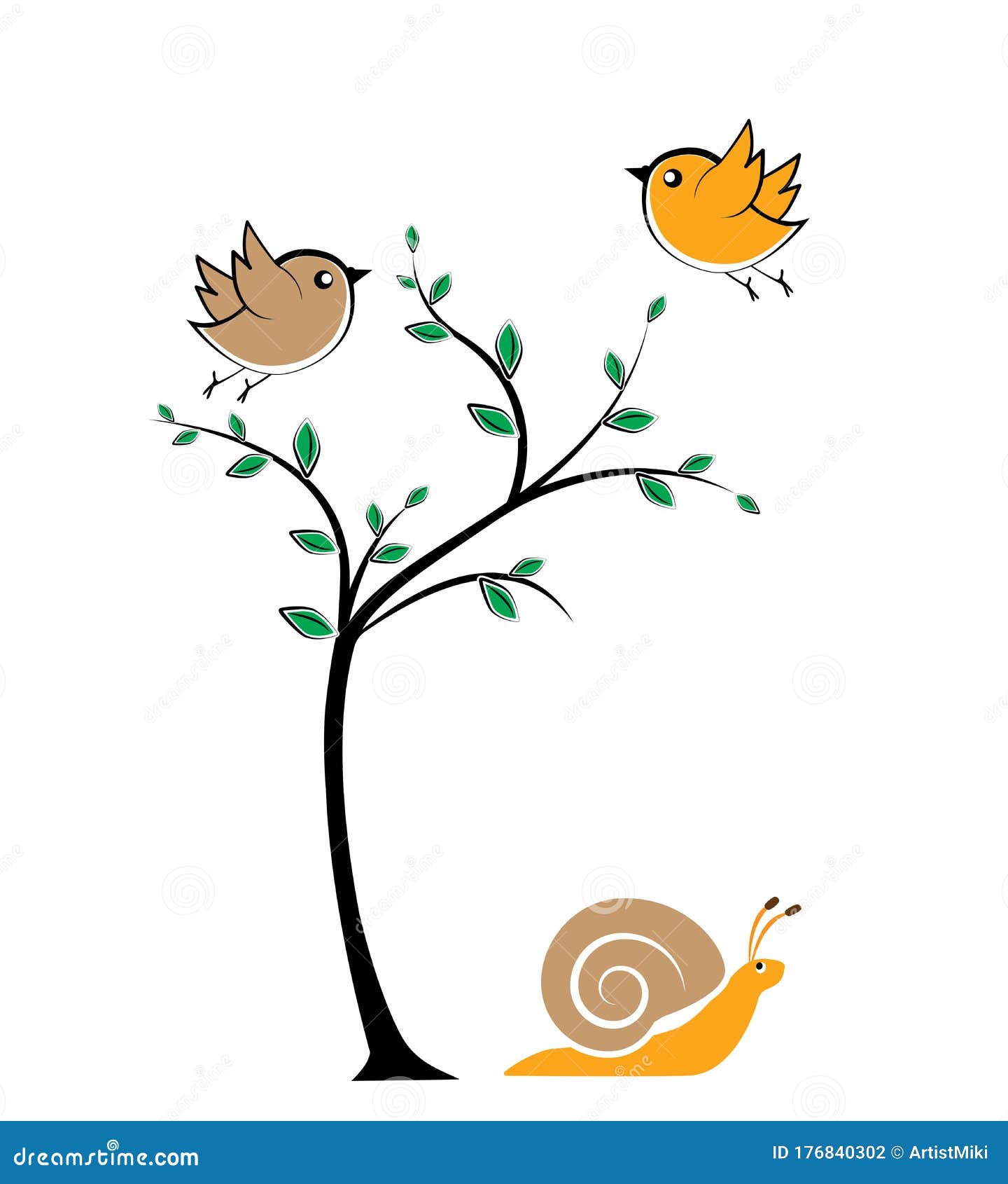 Tree And Snail Cartoon Vector | CartoonDealer.com #17295309