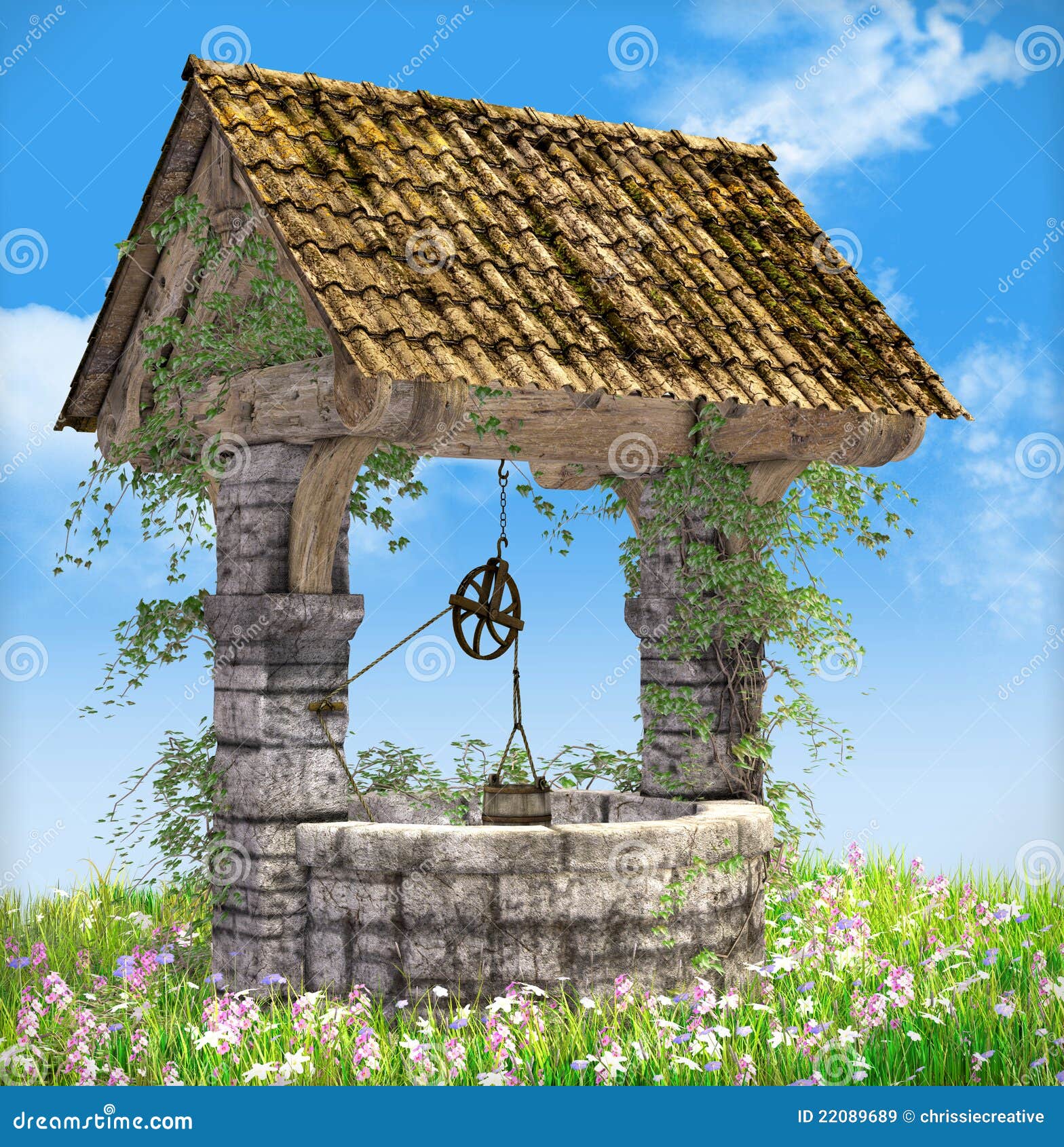 Bien sur un pré illustration stock. Illustration du sunlight - 22089689