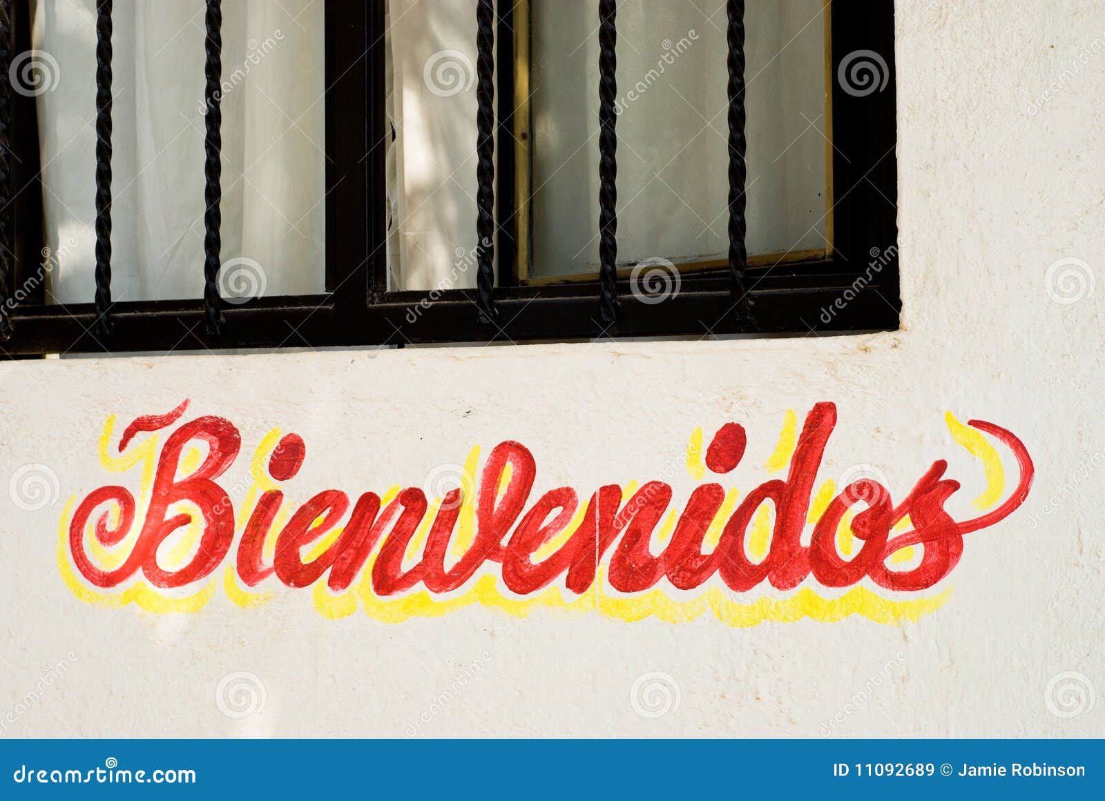 Bienvenidos Sign on Restaurant Wall in Mexico Stock Image - Image of ...