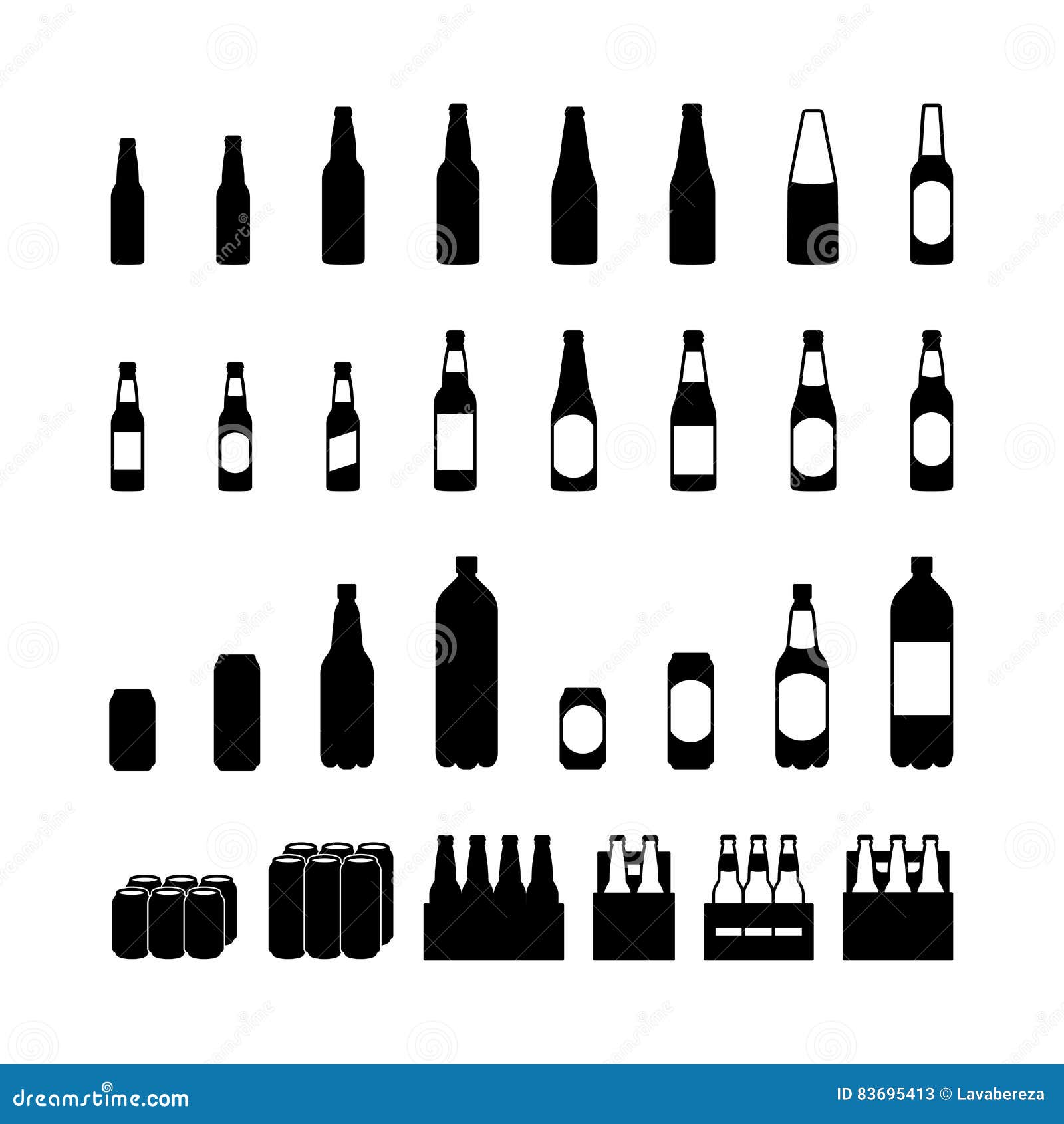 Bierflasche Und Beercan Piktogrammikonensatz Vektor Abbildung ...