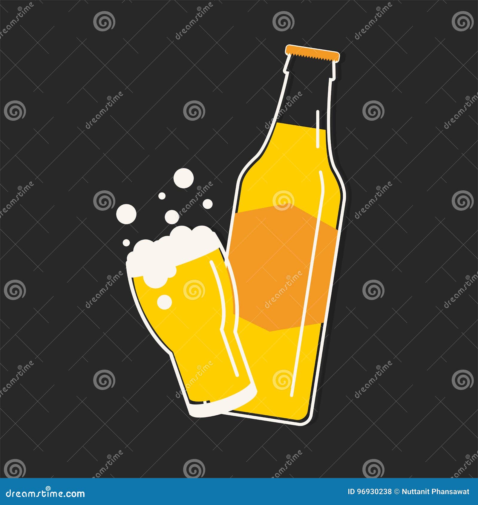 Bierfles En Glasbeeldverhaal Vector Illustratie - Illustration of ...