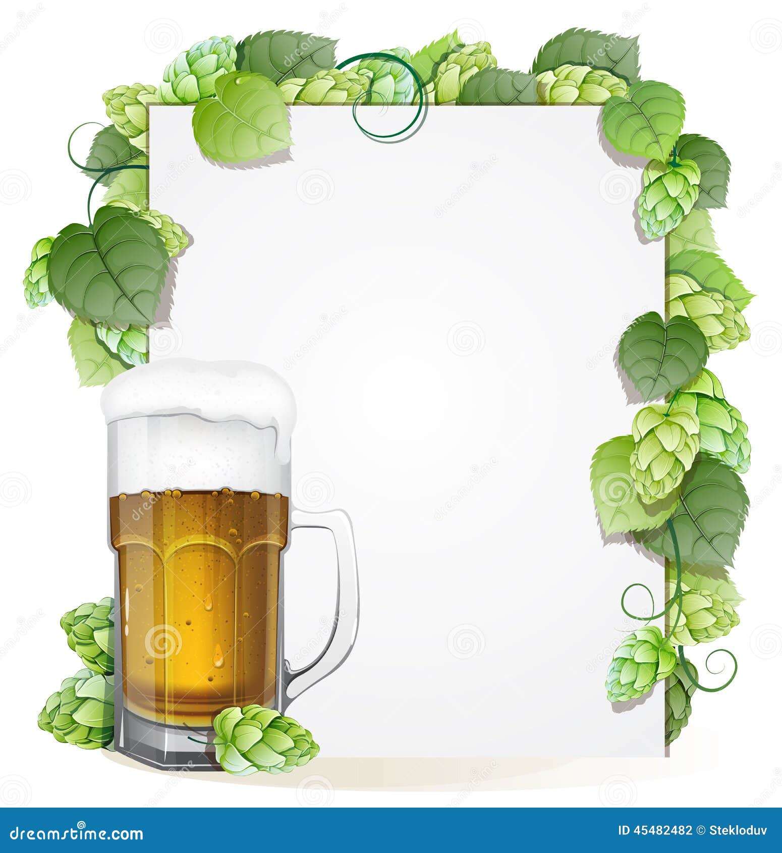 Bierglas und -hopfen vektor abbildung. Illustration von brauerei - 45482482
