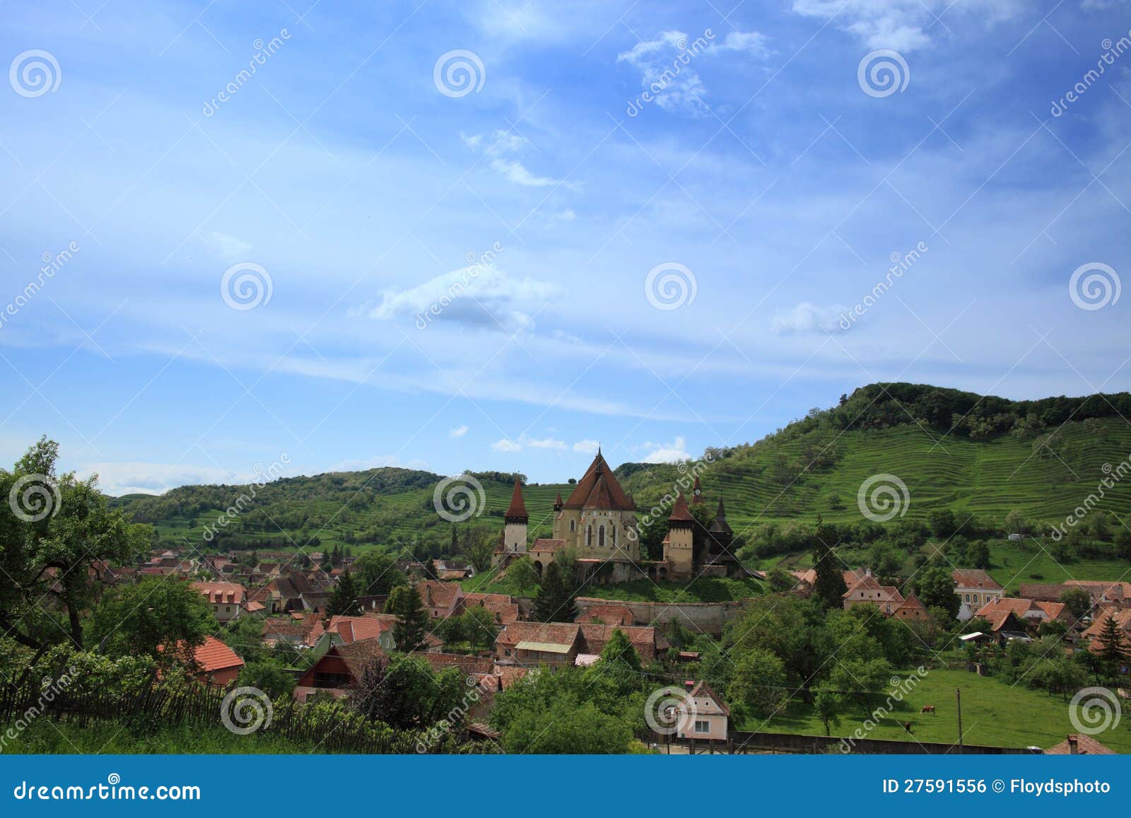 Biertan Church and Its Village Stock Photo - Image of architecture ...