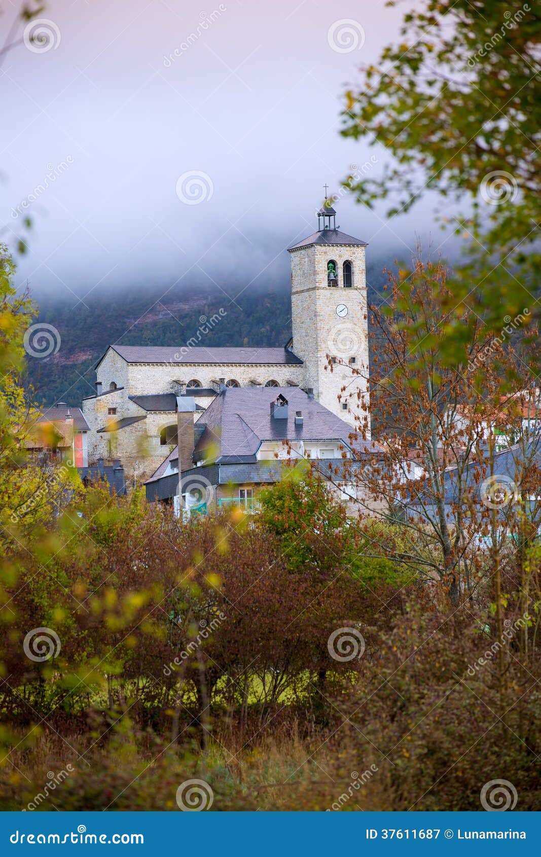 Biescas Village in Huesca Aragon Pyrenees of Spain Stock Image - Image ...