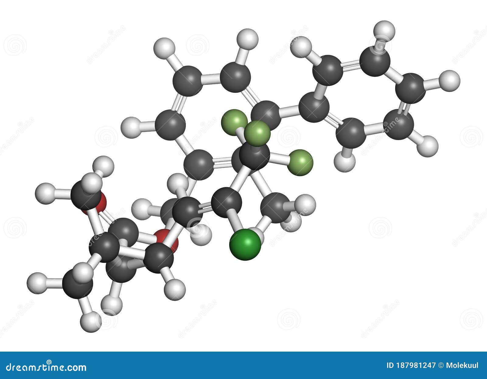 Bifenthrin Insecticide Molecule Pyrethroid Class. 3D Rendering. Atoms ...