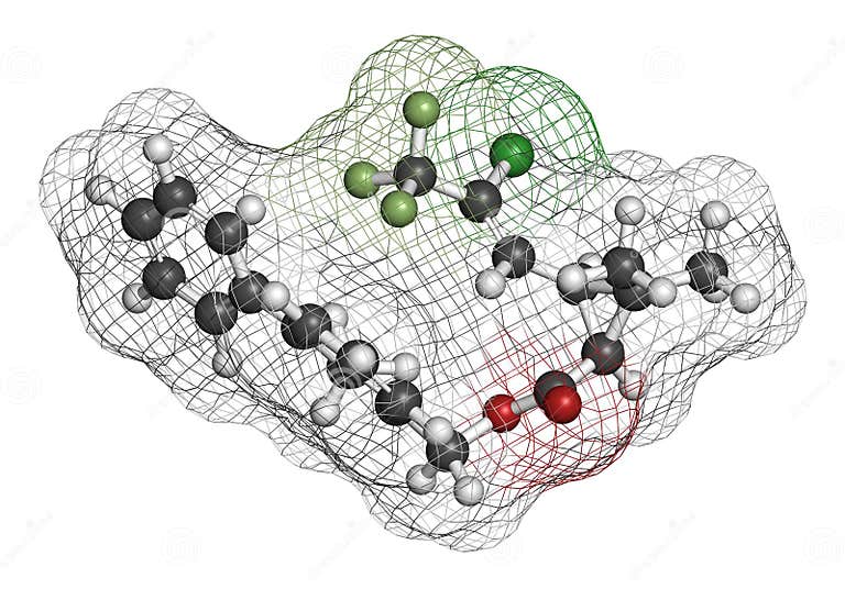 Bifenthrin Insecticide Molecule Pyrethroid Class. 3D Rendering. Atoms ...