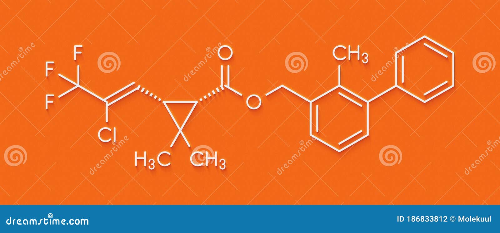 Bifenthrin Insecticide Molecule Pyrethroid Class. Skeletal Formula ...
