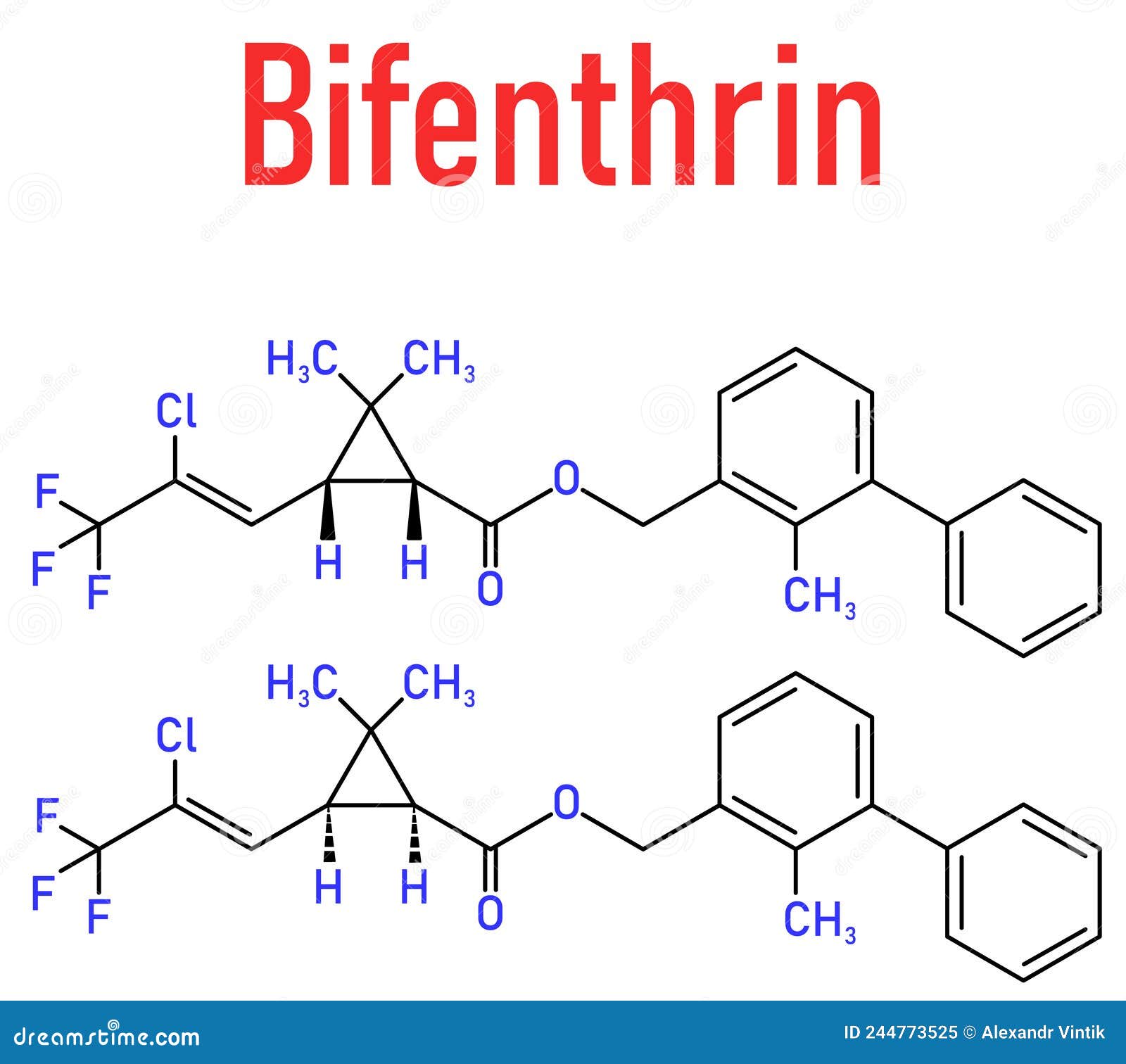 Bifenthrin Insecticide Molecule, Pyrethroid Class. Skeletal Formula ...