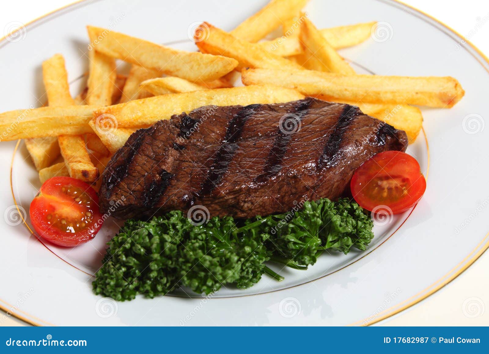 Bifteck et pommes frites image stock. Image du persil - 17682987