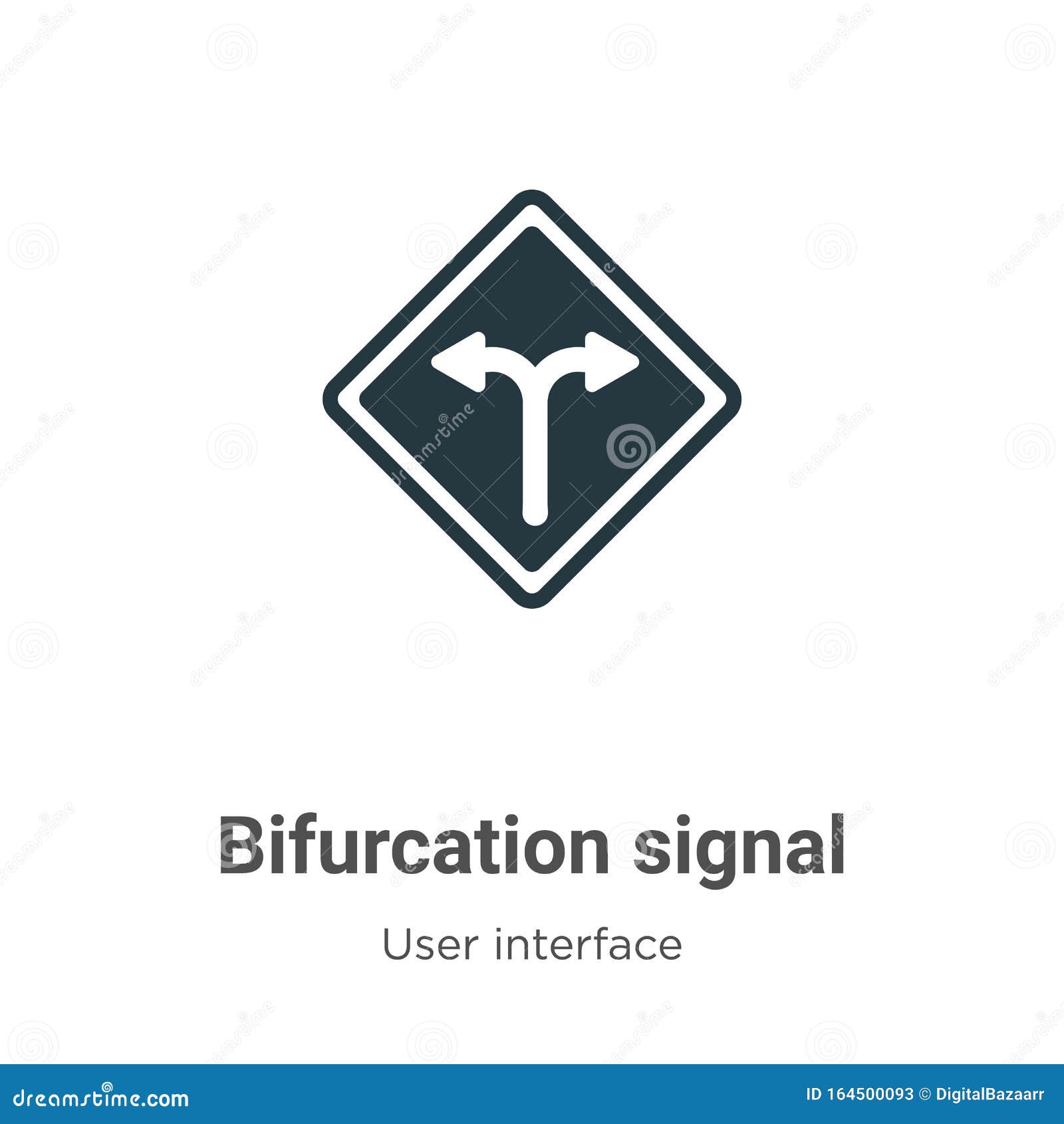Bifurcation Signal Vector Icon on White Background. Flat Vector ...