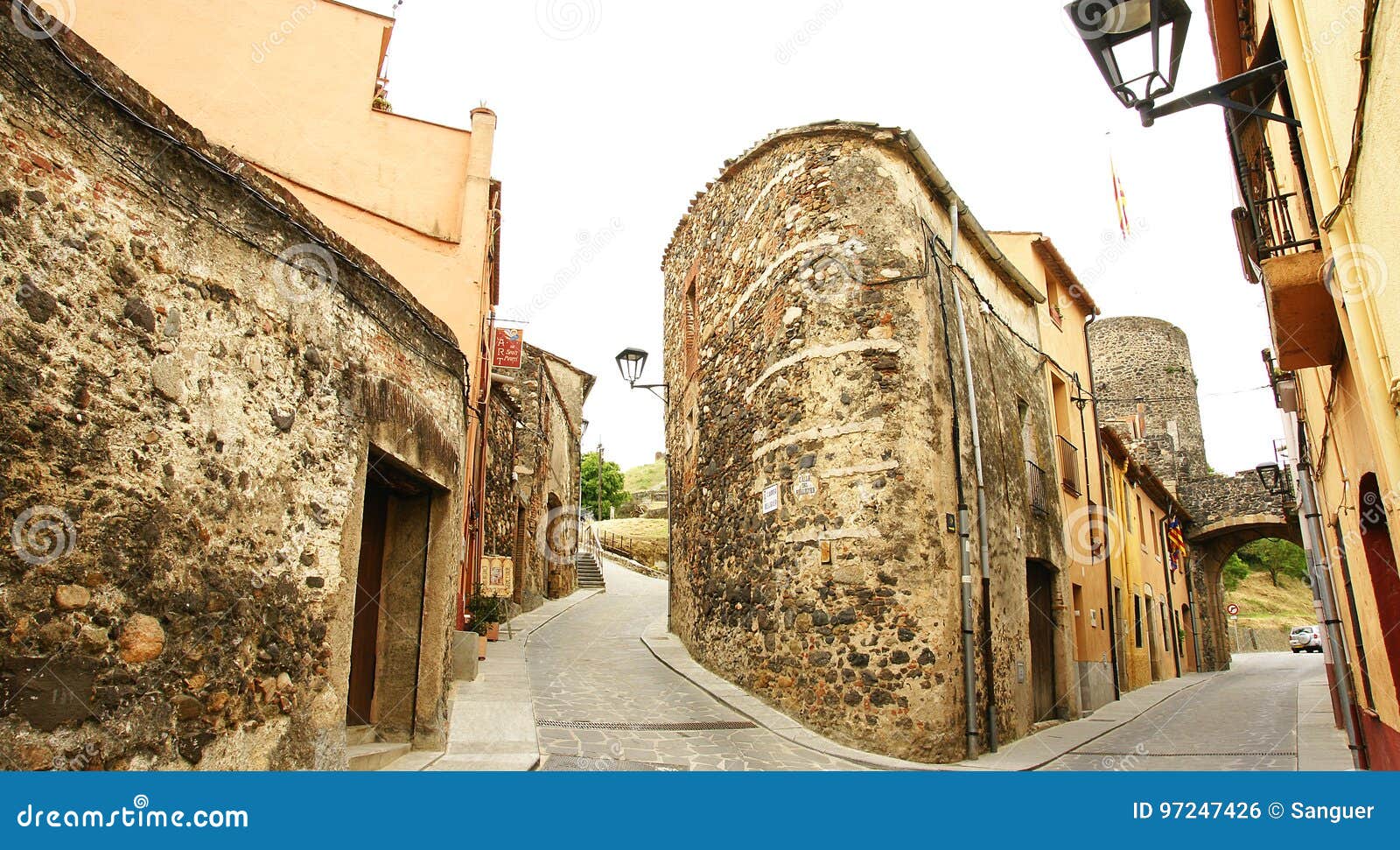 Bifurcation of Streets in the Castle of Hostalric Editorial Photo ...