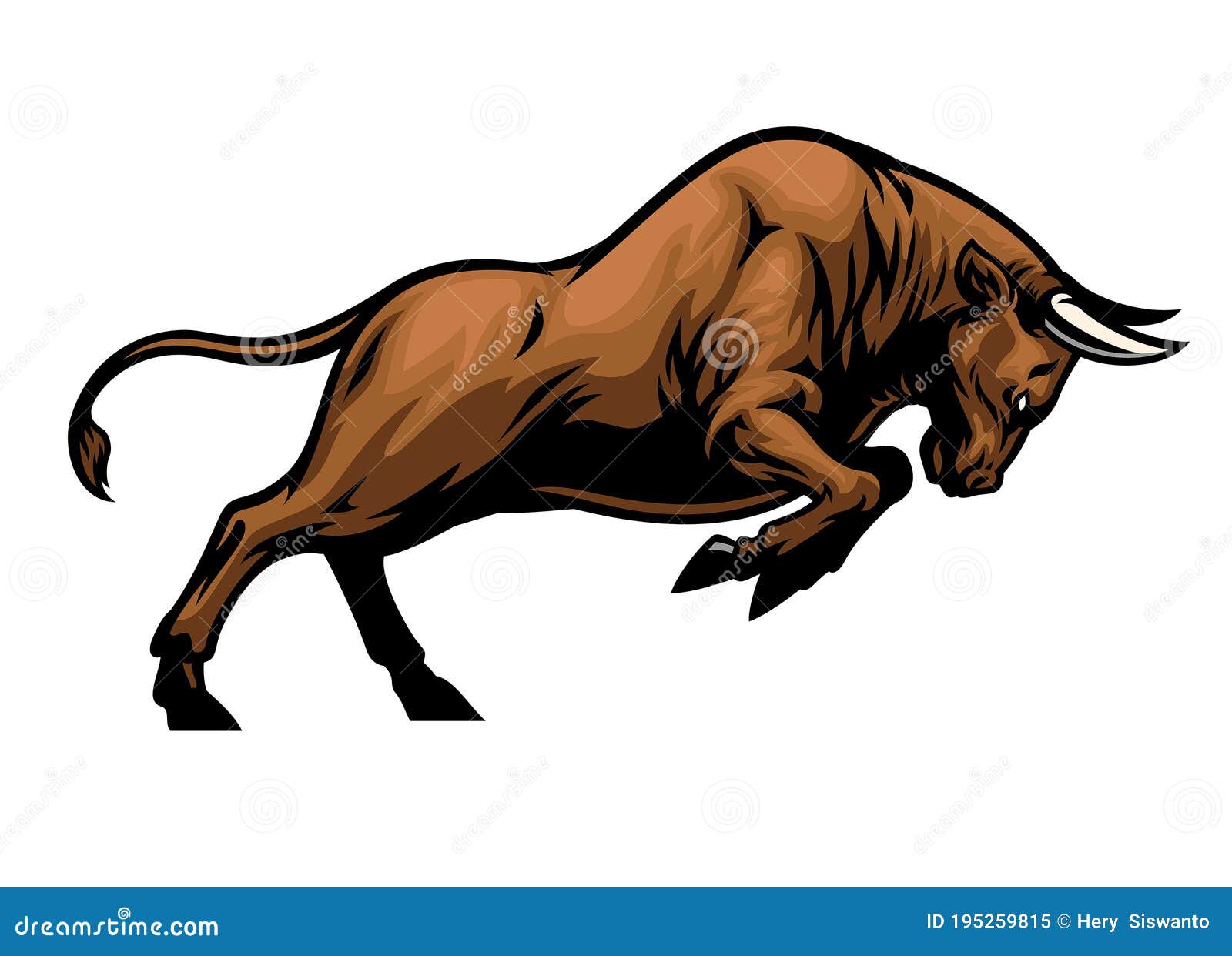 Big Aggressive Muscle Bull Attacking Stock Vector - Illustration of ...