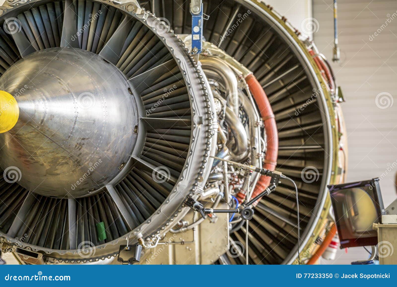 Big Airplane Engine during Maintenance Stock Photo - Image of cable ...