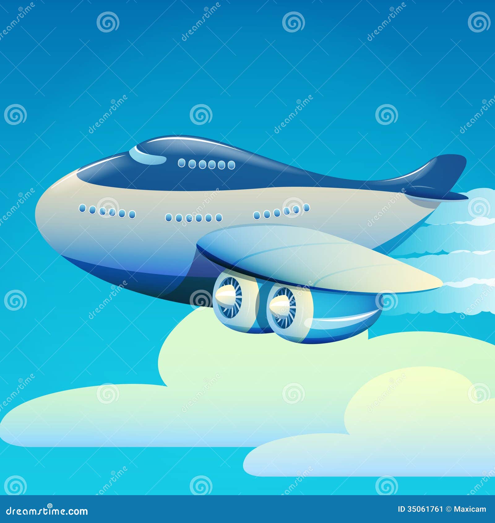 Big airplane stock vector. Illustration of fuselge, cloud - 35061761