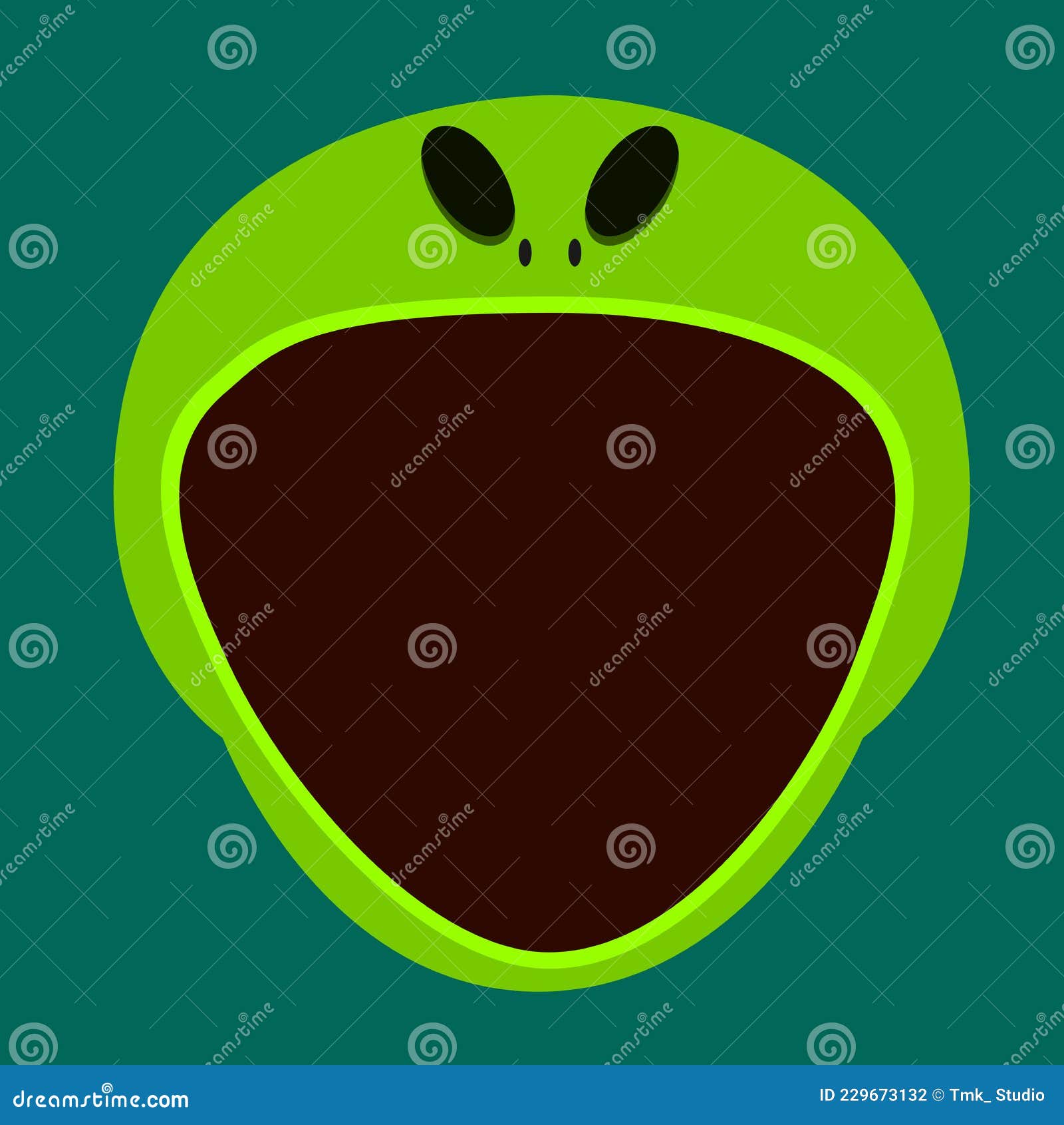 Big Alien Character Head and Open Mouth , Vector and Illustration Stock ...