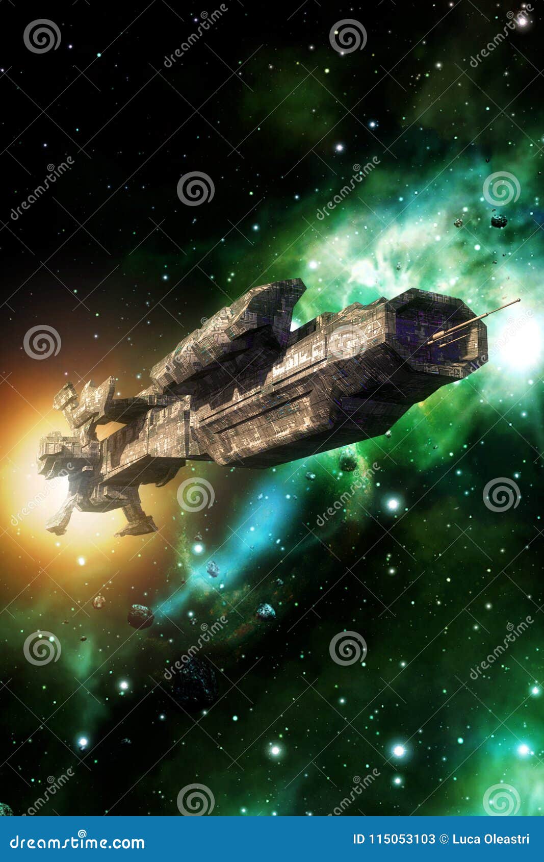 Big alien spaceship stock illustration. Illustration of battle - 115053103