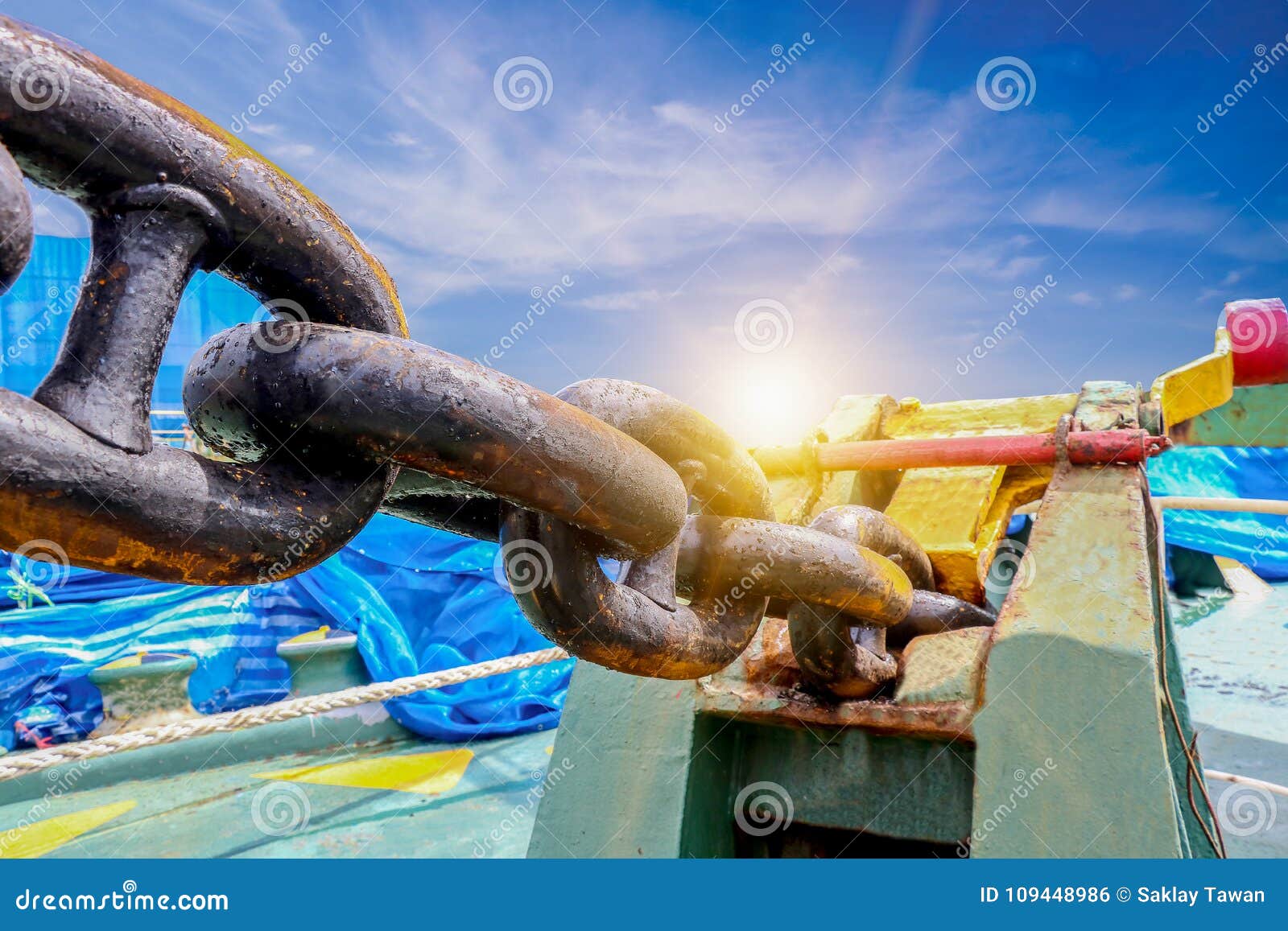 Big anchor chain stock photo. Image of poop, drum, ship - 109448986