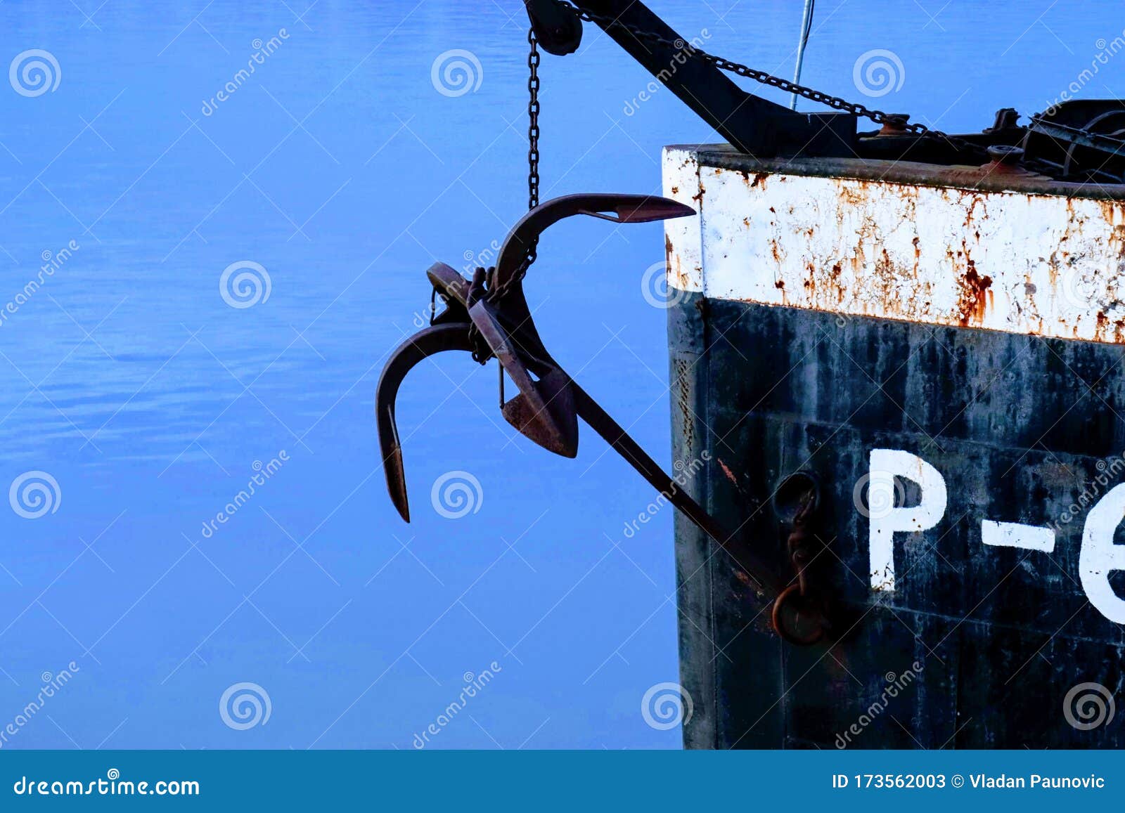 Big Anchor Hanging on the Side of a Ship Stock Image - Image of side ...
