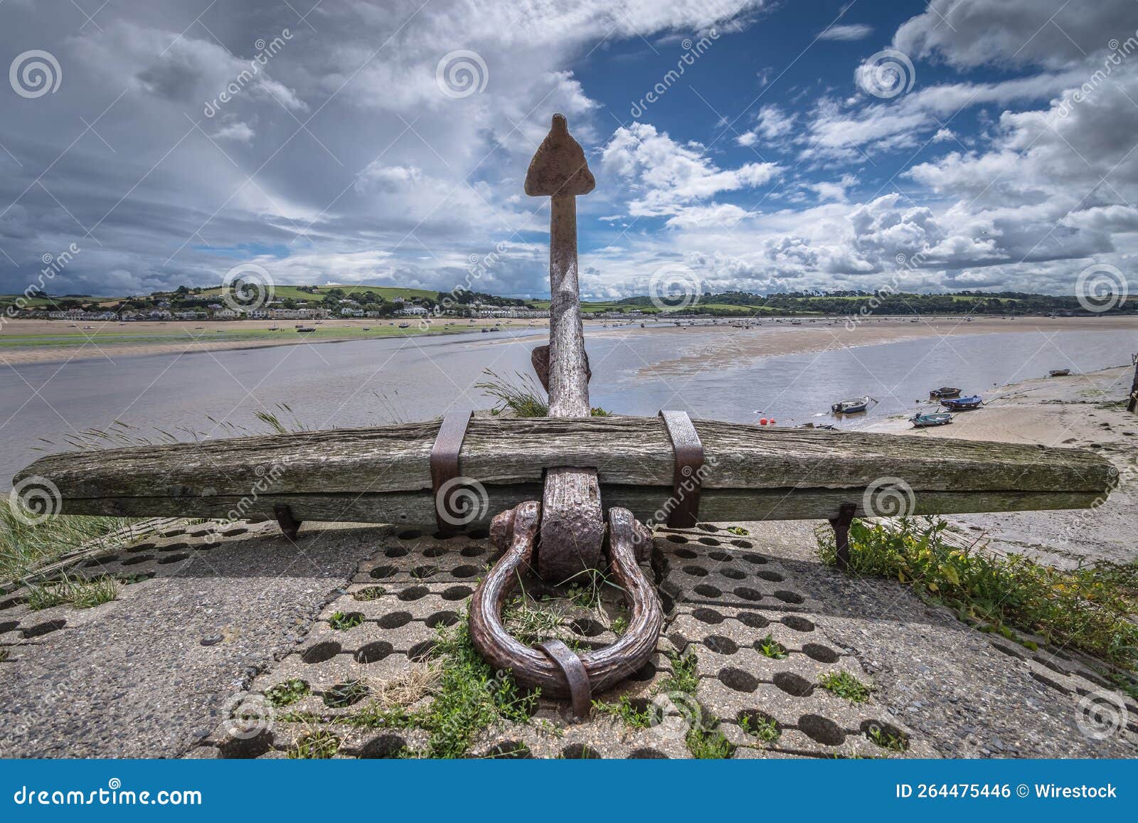 Big anchor in a harbour stock photo. Image of vessel - 264475446