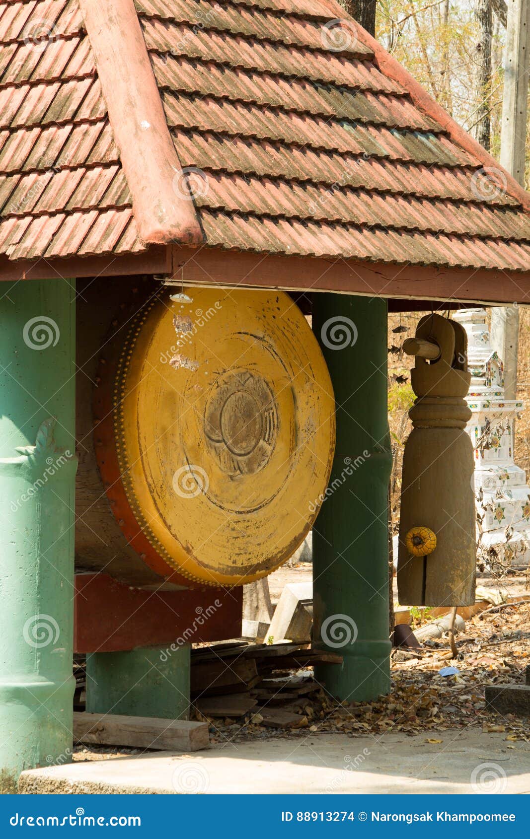 Big Ancient Drum is in Temple,Thailand Stock Photo - Image of building ...